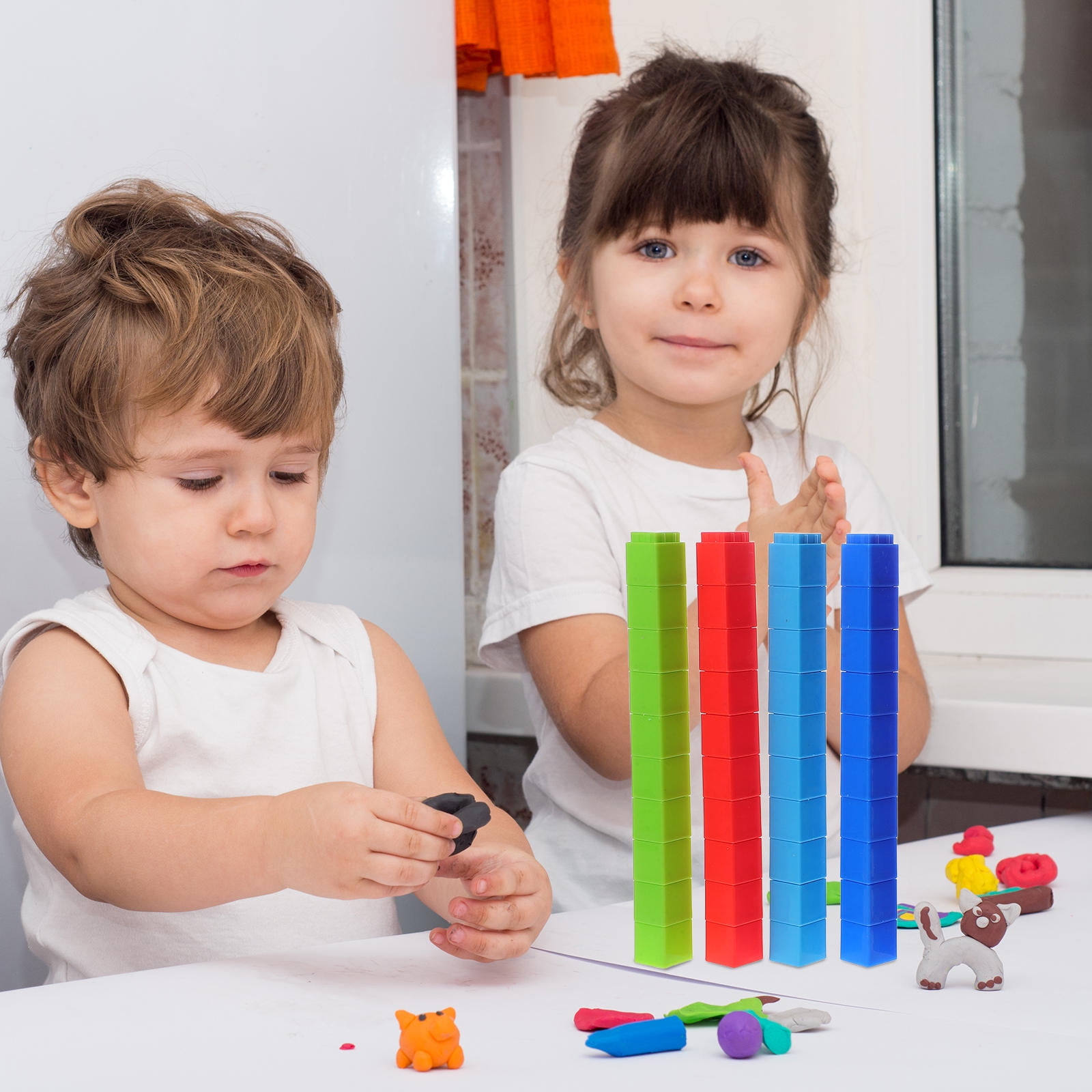 FRCOLOR 100pcs Educational Math Counting Cubes Plastic Building Blocks ...