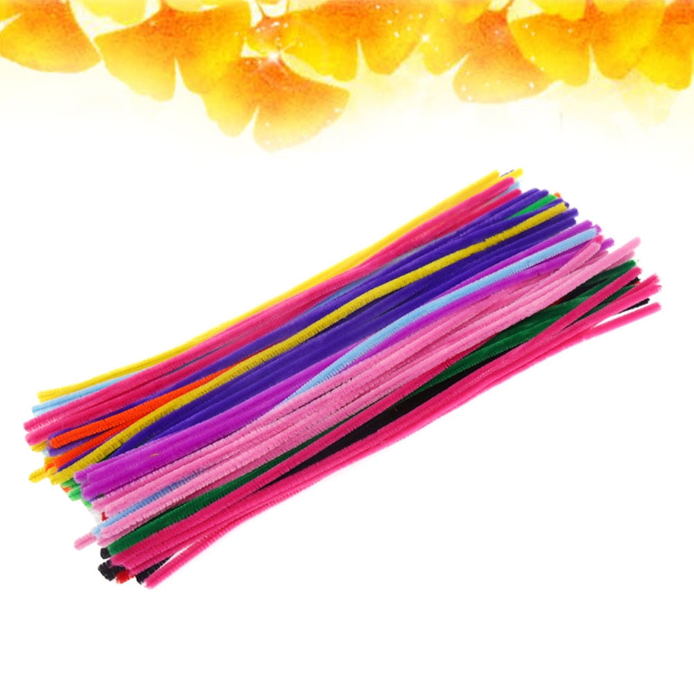 FRCOLOR 100pcs Kids Child Craft Plush Sticks Handmade Art DIY Materials ...