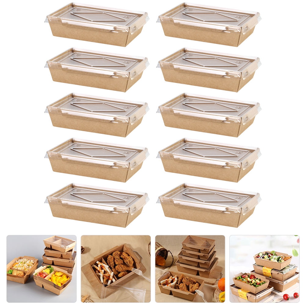 FRCOLOR 10pcs Brown Paper Snack Boxes for Party Grease Resistant Food ...