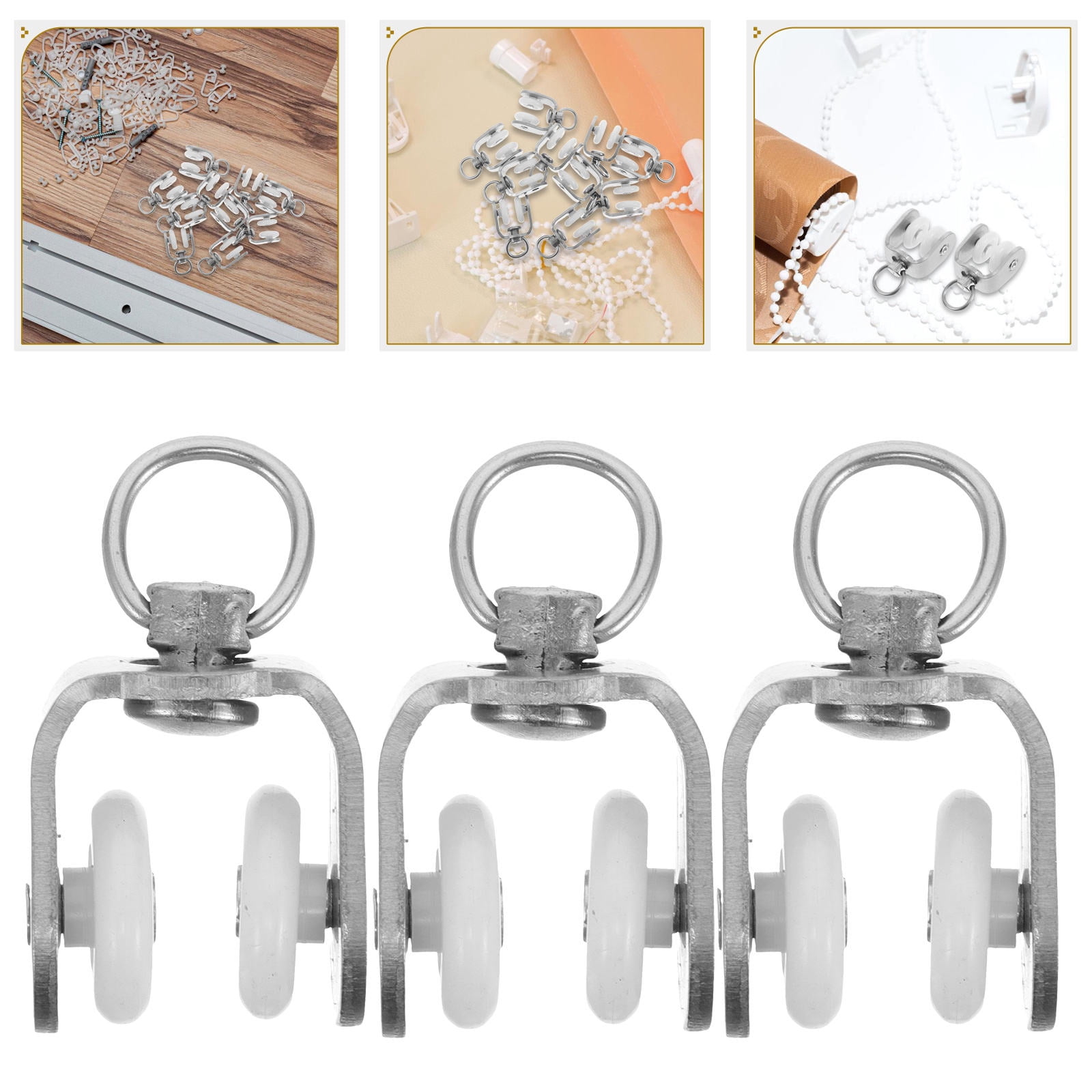 FRCOLOR 10pcs Curtain Running Pulley Metal Wheel Track Curved Track ...
