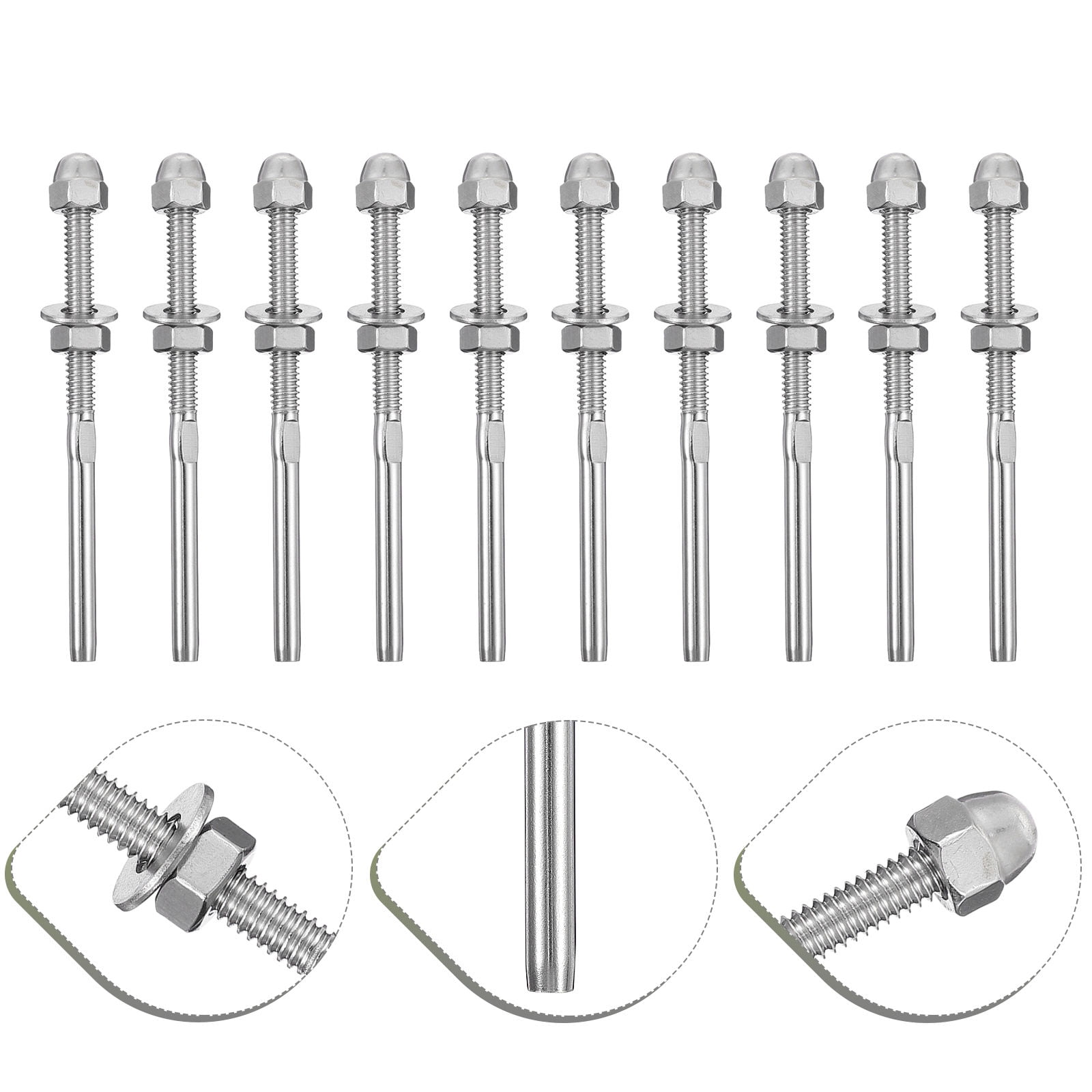 FRCOLOR 10pcs End Caps Threaded Stainless Steel Cable Tensioner for ...