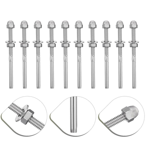 FRCOLOR 10pcs End Caps Threaded Stainless Steel Cable Tensioner for ...