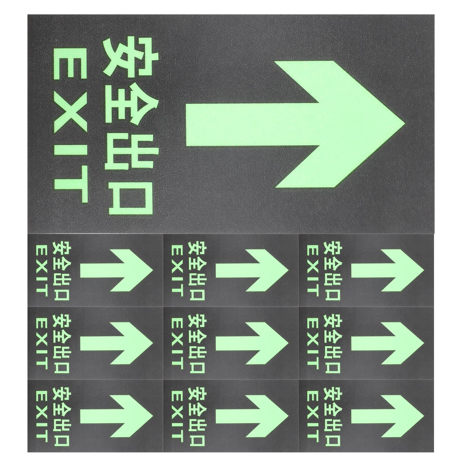 FRCOLOR 10pcs Luminous Exit Sign Stickers Reflective Emergency Exit ...