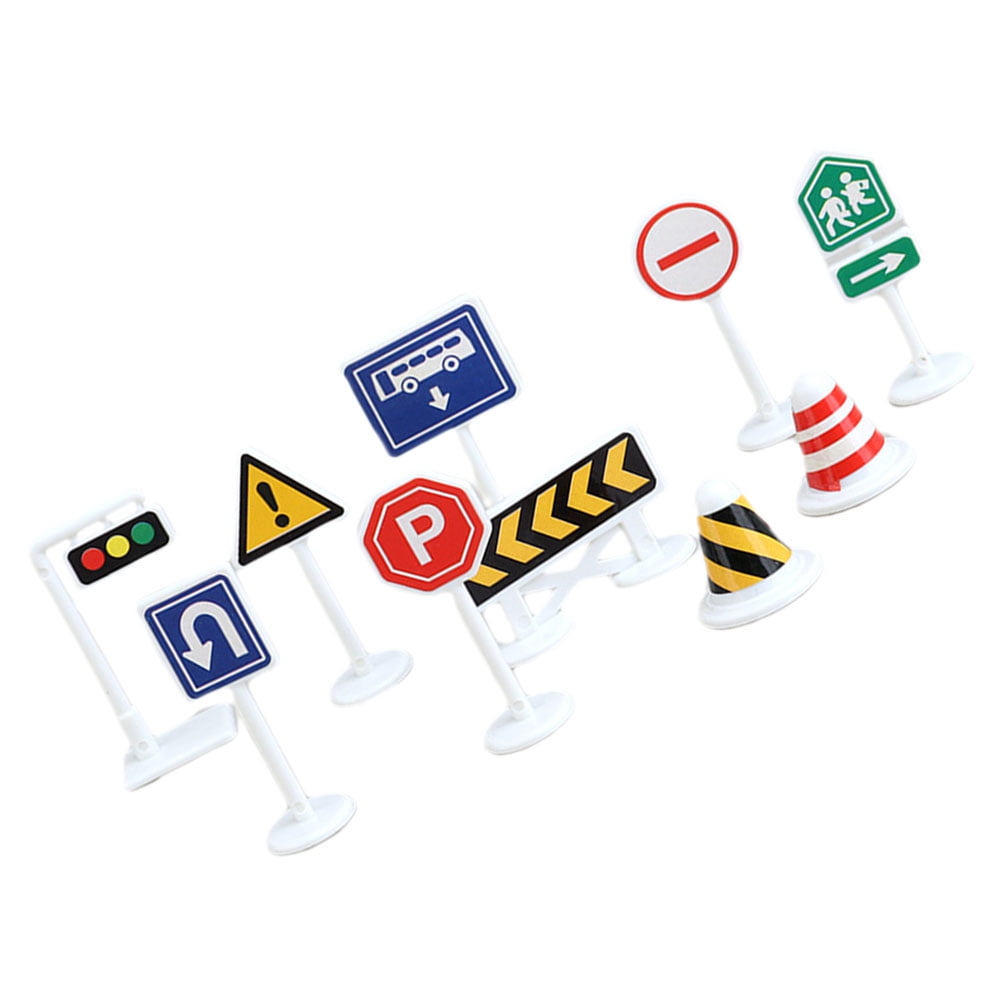 FRCOLOR 10pcs Mini Traffic Barricade Signs Road Signs for Play and ...