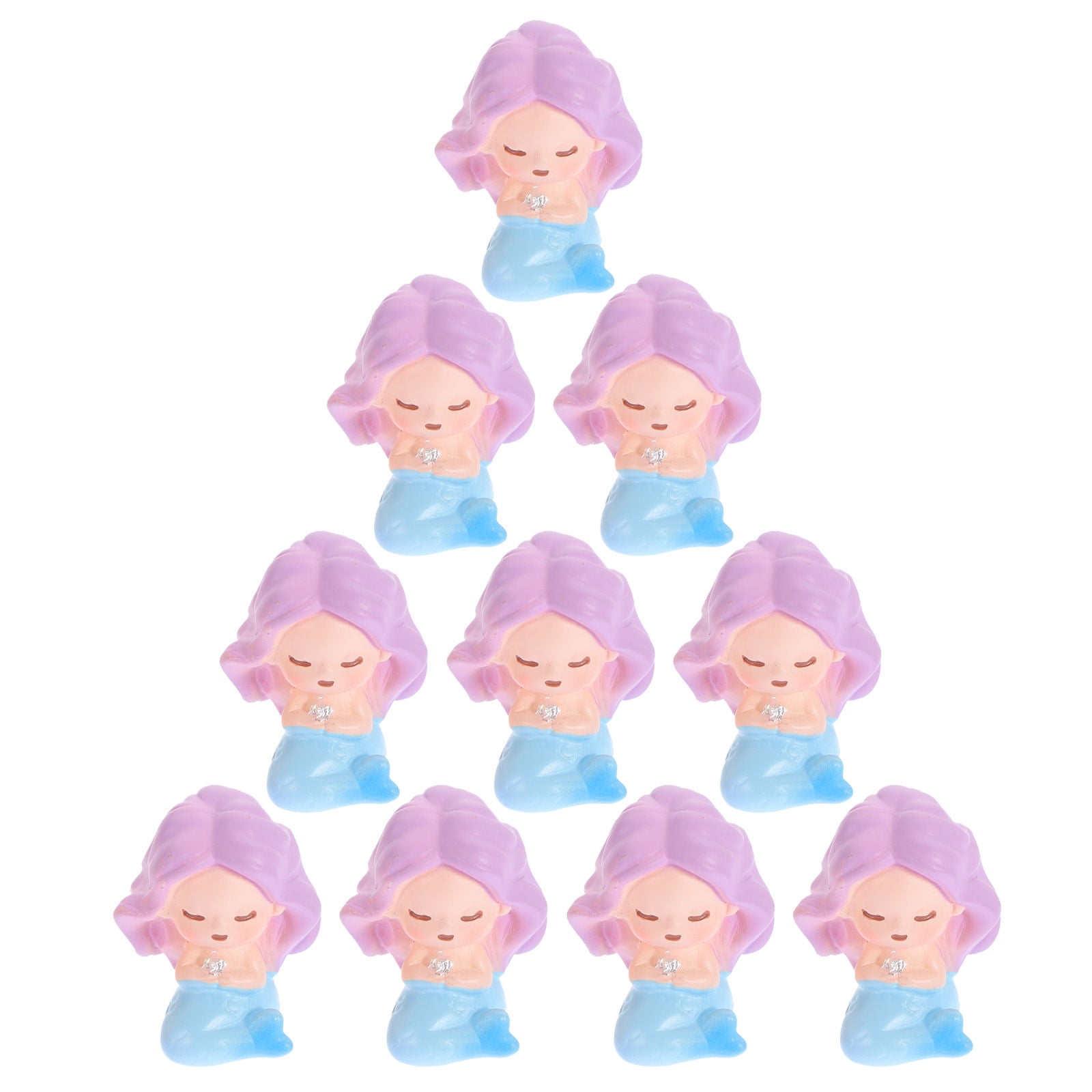WASHWEPE Garden Mermaid Decor Mermaid Figures Multi-Colored Resin 10Pcs ...