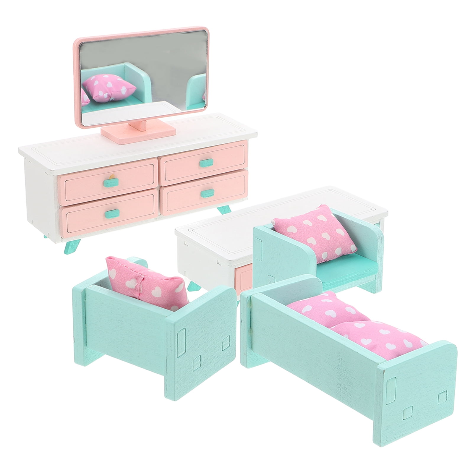 FRCOLOR 10pcs Wooden Dollhouse Furniture Set Miniature Doll's House ...