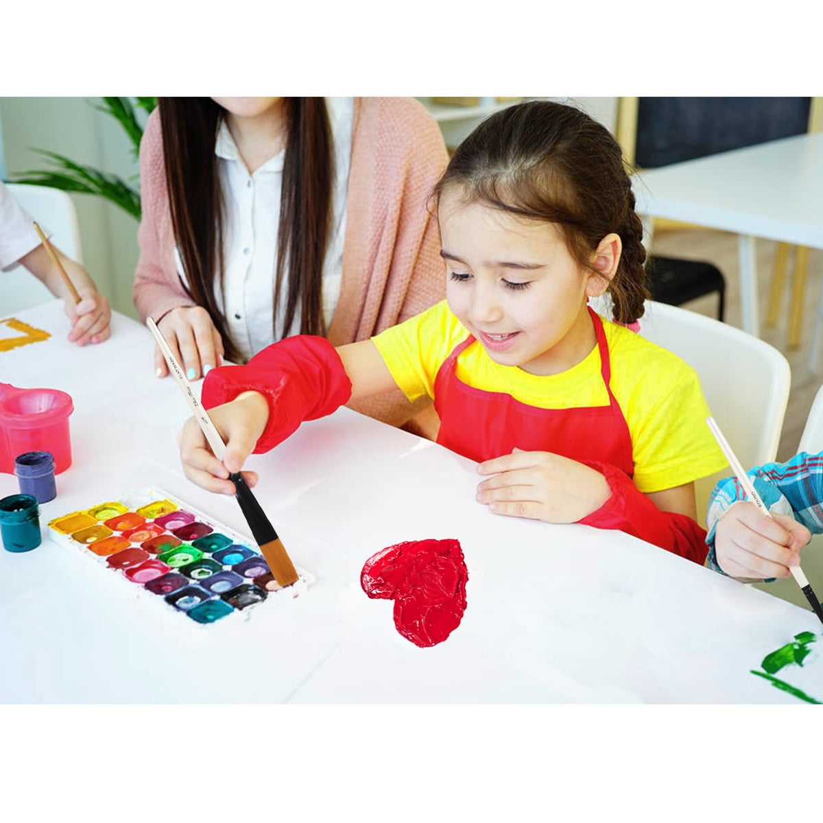 FRCOLOR 10pcs Nylon Painting Set with Wooden Handles for Oil Gouache ...