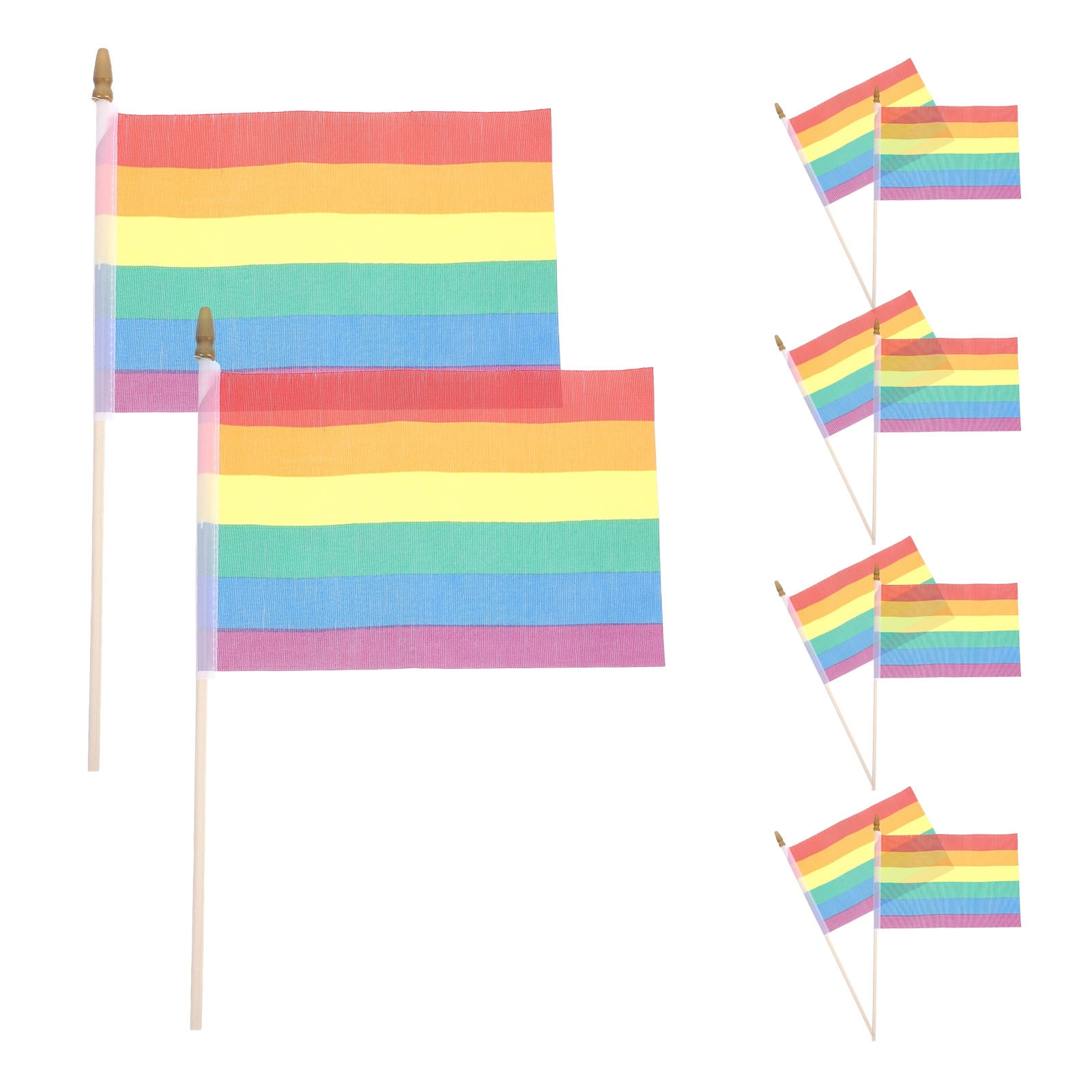 FRCOLOR 10pcs Rainbow Pride Handheld Flags Polyester Pride Rainbow ...