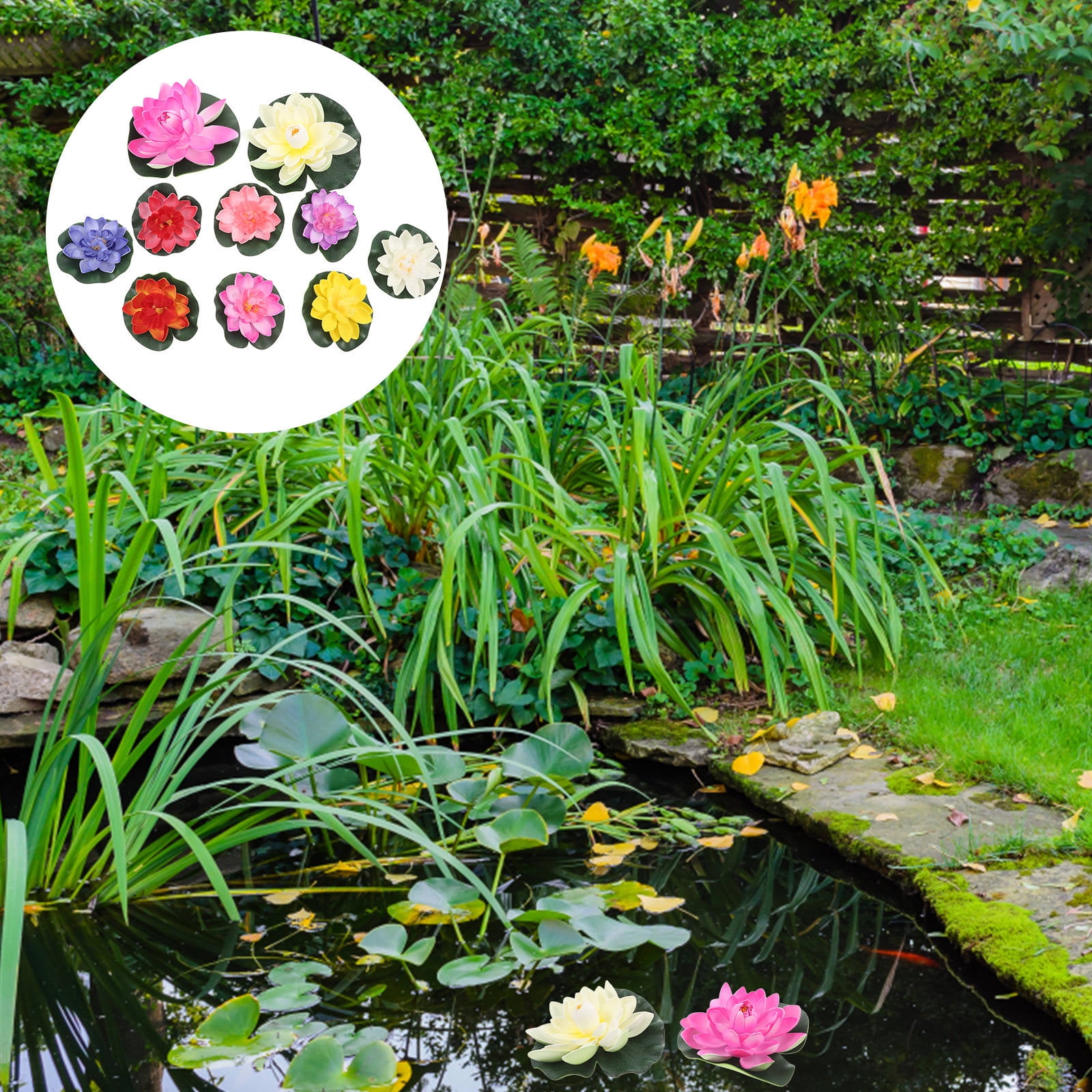 FRCOLOR 10pcs Realistic Floating EVA Lotus Flowers Artificial Water ...