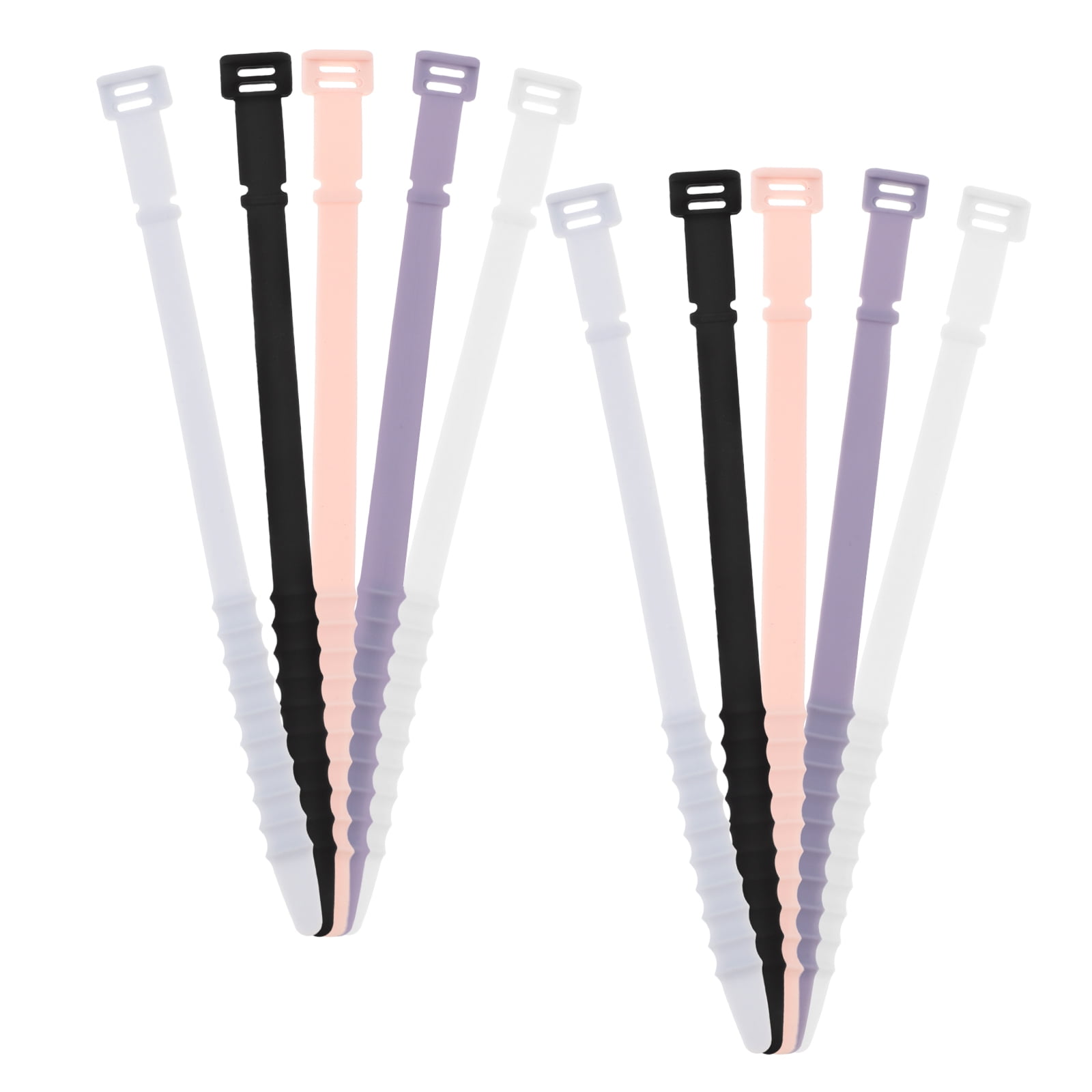 FRCOLOR 10pcs Silicone Zip Ties Reusable Wire Ties Rubber Cable Ties ...