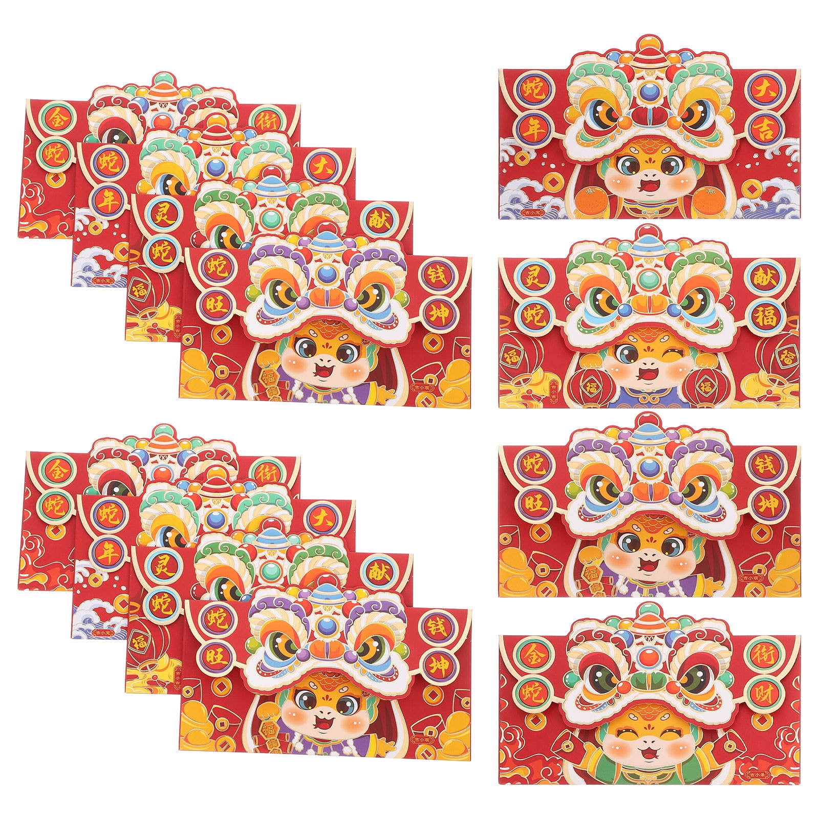 FRCOLOR 12 PCS Lion Awakening Red Packet Lucky Money Pocket Packets ...