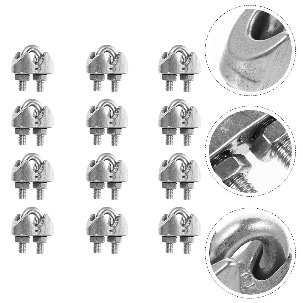 FRCOLOR 12 Pcs Clips Wire Rope Chuck Clamp Steel Accessories - Walmart.com