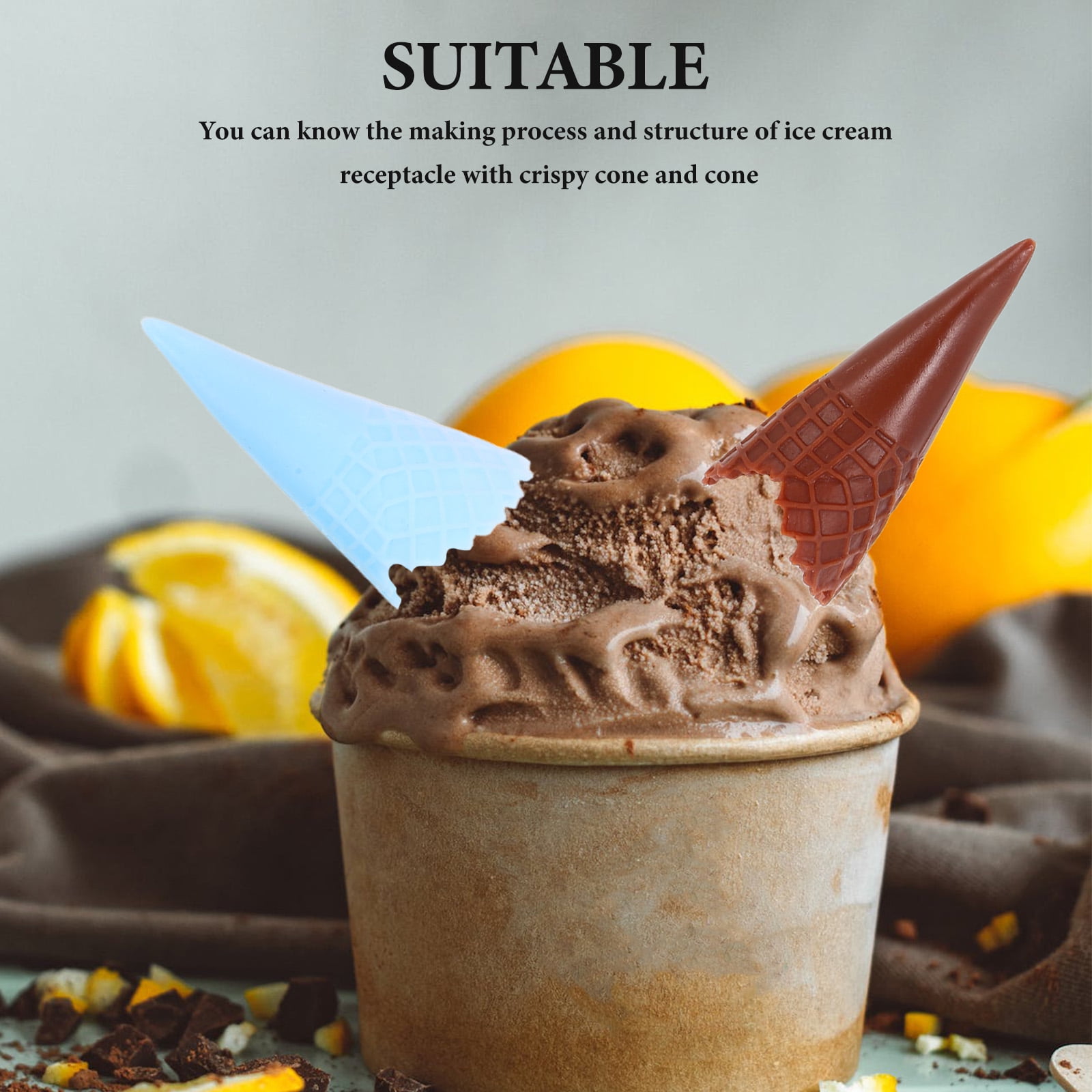 FRCOLOR 12 Pcs Crispy Cone Mold Realistic Ice Cream Props Miniature ...