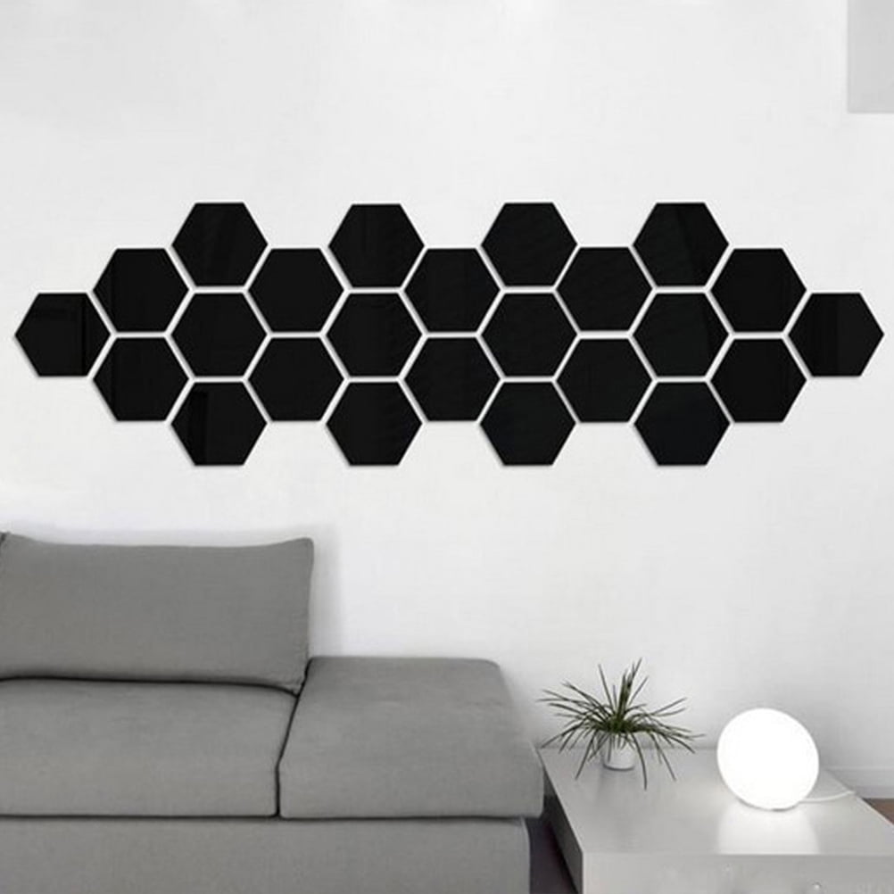 FRCOLOR 12 Pcs Hexagon Wall Sticker Decor Wainscoting Sound Panel Black ...