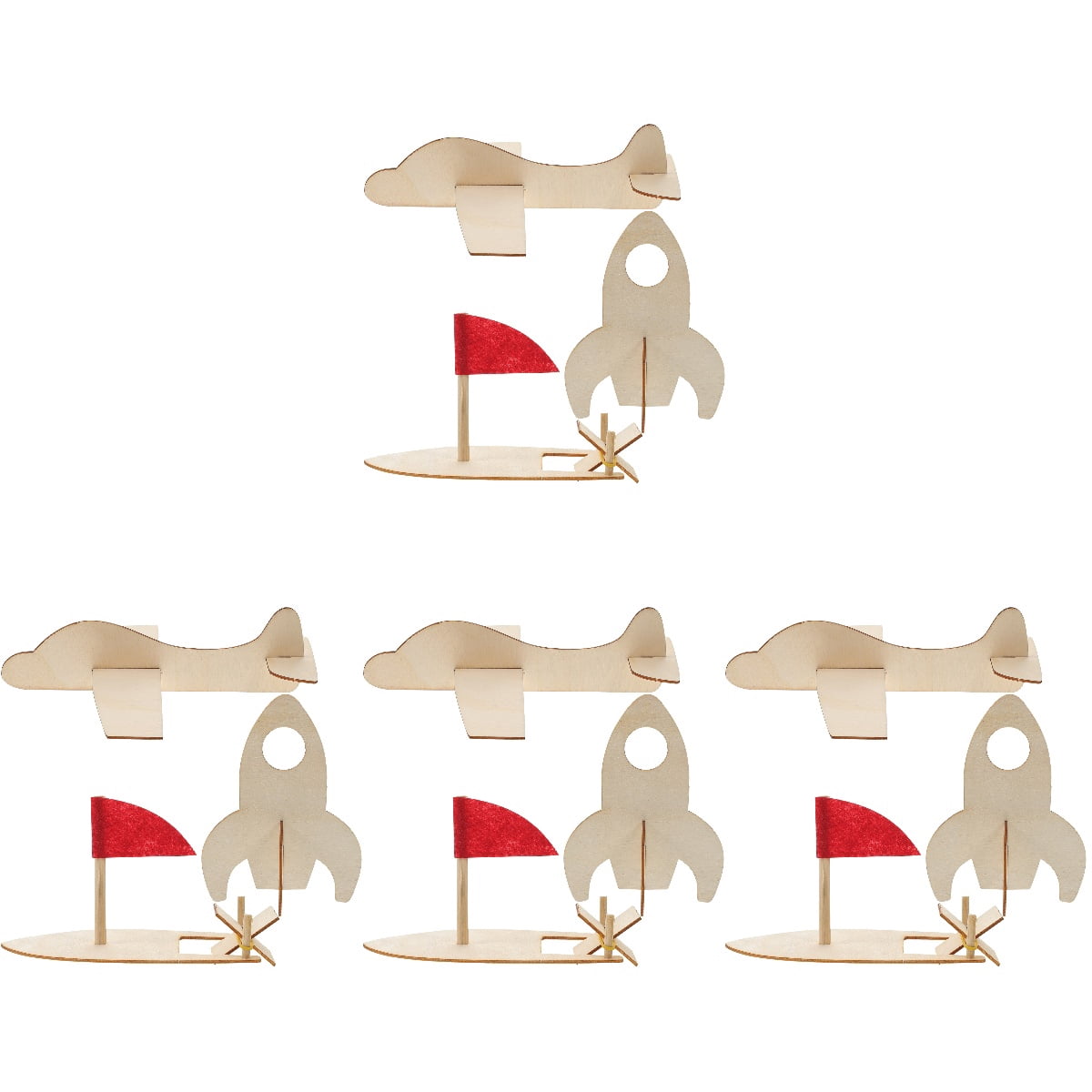 FRCOLOR 12 Pcs Kids DIY Airplane Wood Unfinished Airship Ship Toy ...