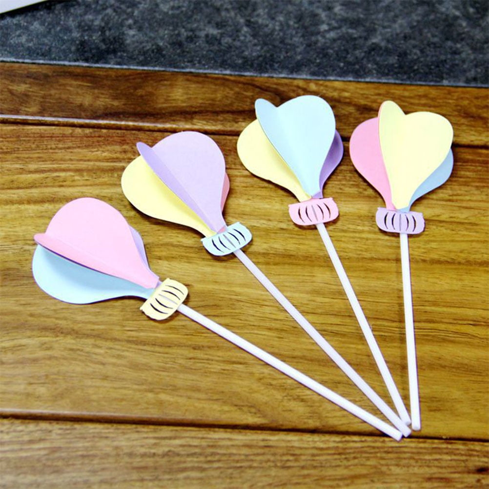 FRCOLOR 12 Pcs Picks Cake Topper Hot Air Balloon Plug-in Yellow Baby ...