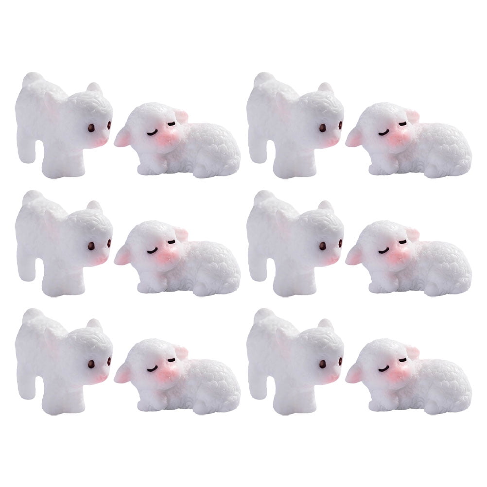FRCOLOR 12 Pcs Resin Statue Mini Sheep Cute Lamb Figure Accessories ...