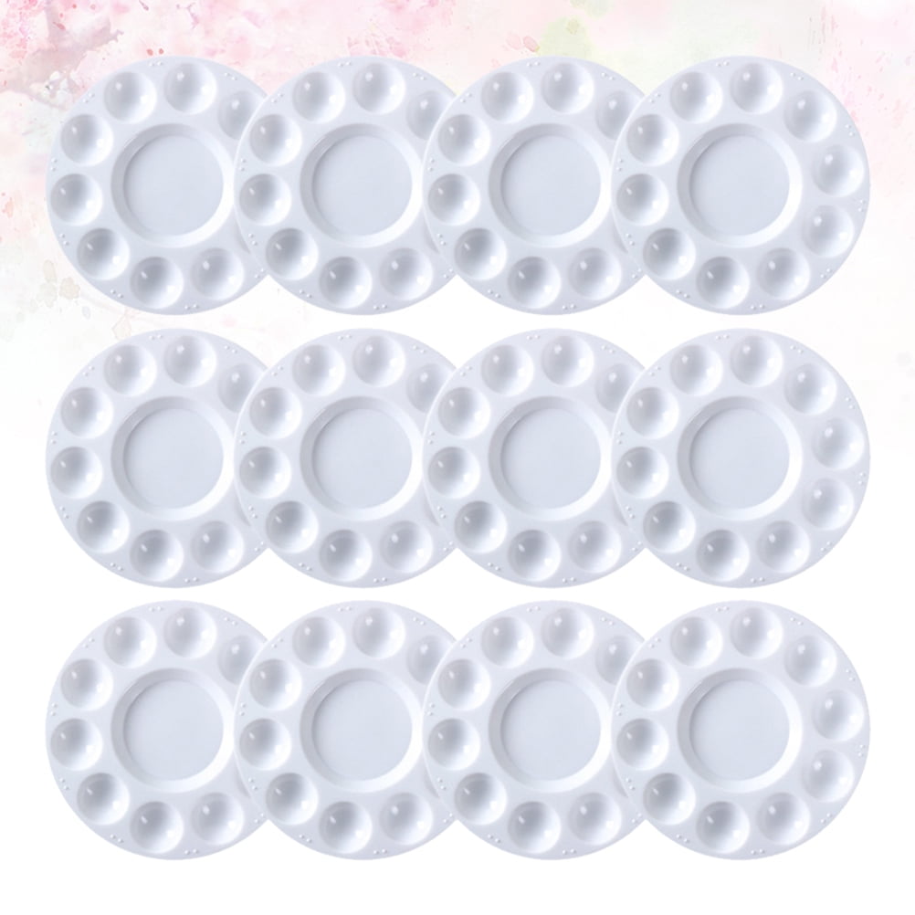 FRCOLOR 12 Pcs Round Small Palette Color Mixing Tray Travel Child ...