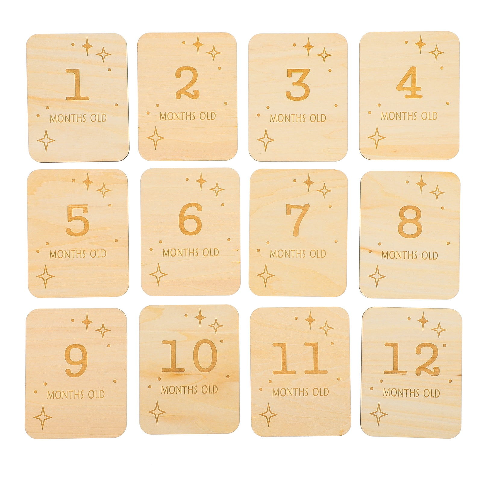 FRCOLOR 12 Pcs Signs Printed Wood Discs Safe Baby Props Milestone Cards ...
