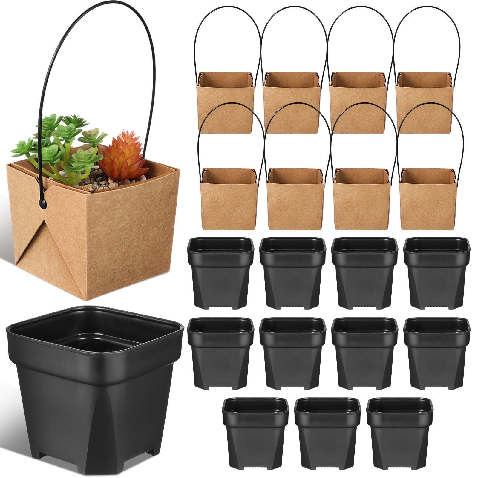 FRCOLOR 12 Sets Grid Pots Waterproof Kraft Paper Flower Pot 8.50X8.50X8 ...