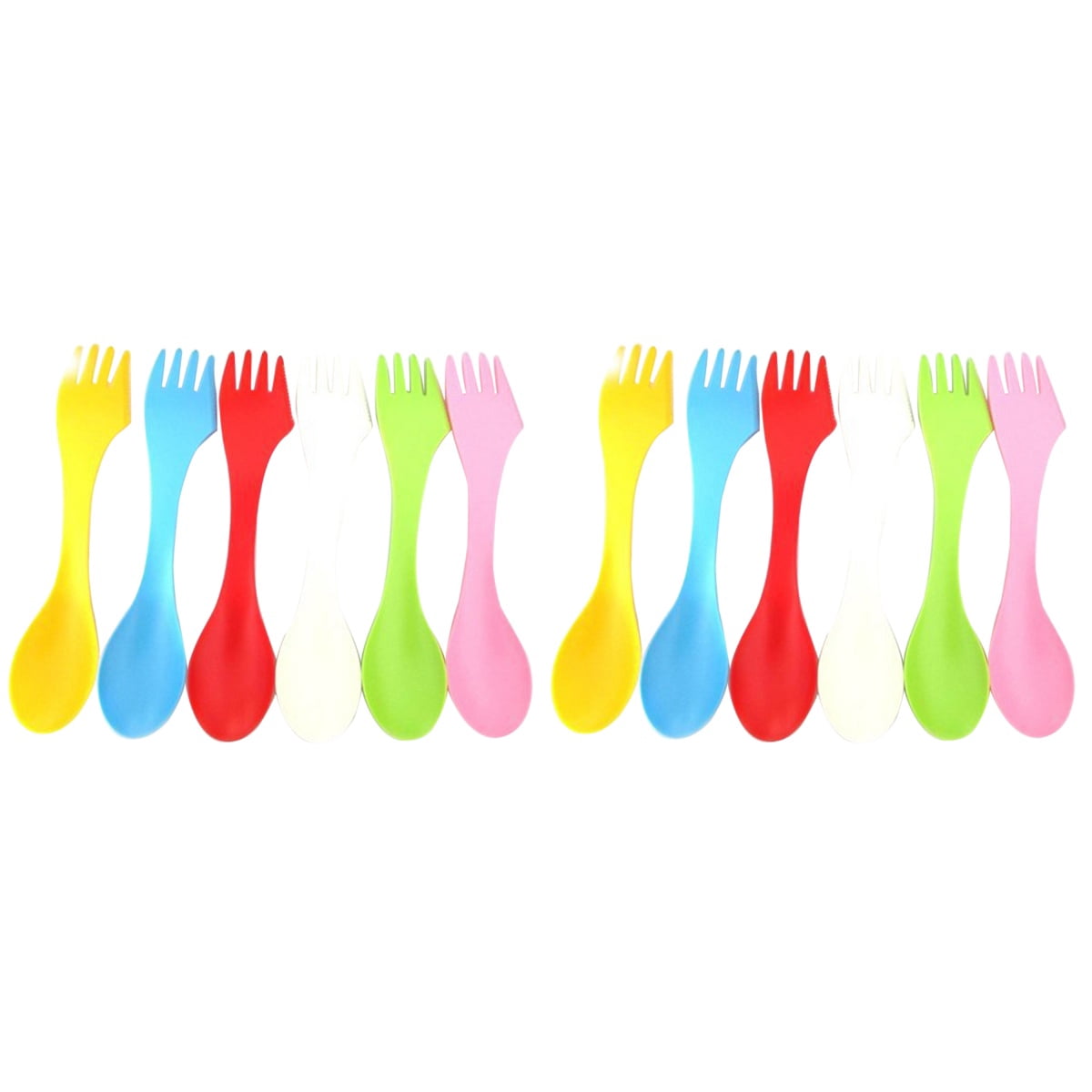 FRCOLOR 12 pcs 3 in 1 Flatware Set Acrylic Cutlery with Spoon and Fork ...