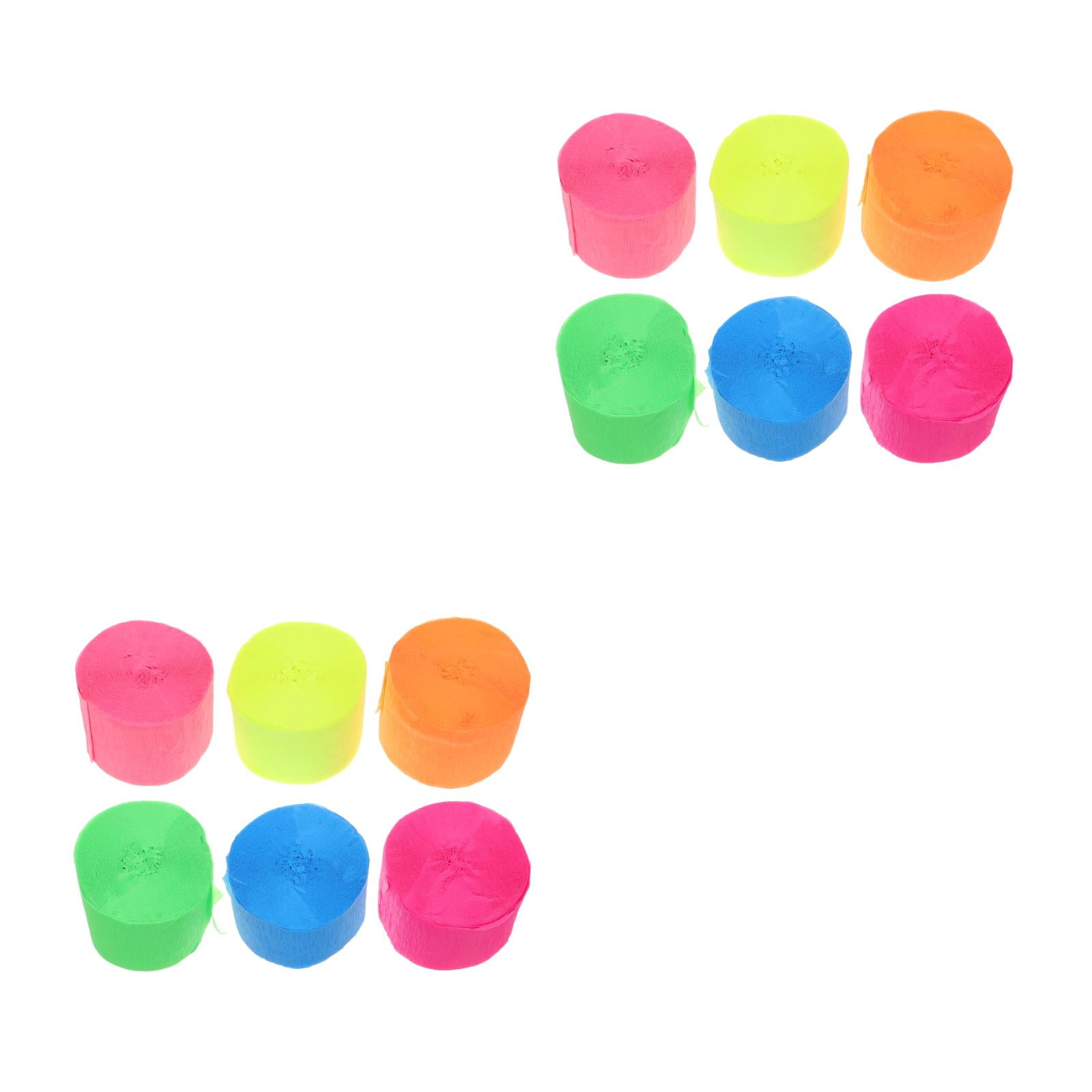 FRCOLOR 12 pcs Crepe Paper Rolls Neon Celebration Streamers Fluorescent ...