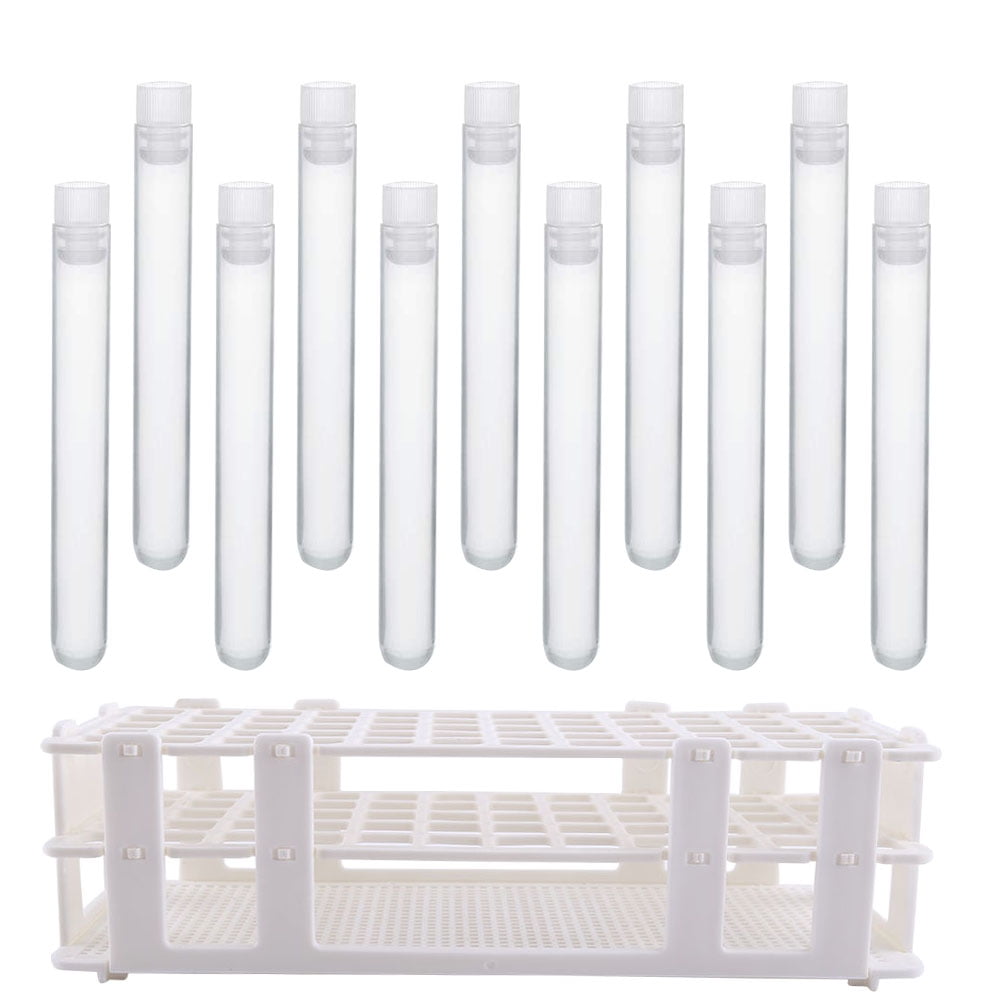 FRCOLOR 120 Pcs Scientific Clear Test Tubes with Caps and Rack Liquid ...
