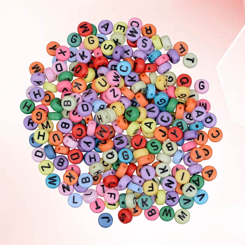 FRCOLOR 1200Pcs Round Acrylic Letter Beads Colorful Alphabet Beads ...