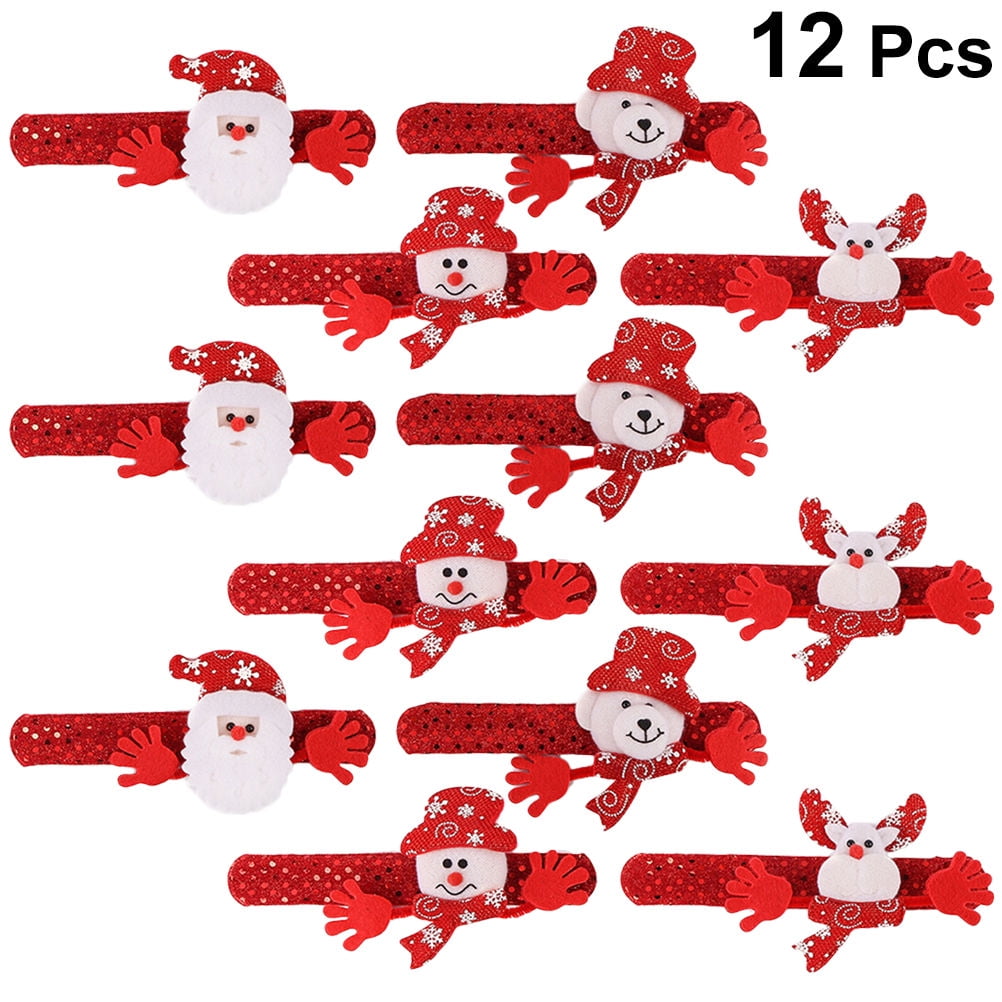 FRCOLOR 12PCS Christmas Snap Bracelet Slap Wristband Funny Sequin ...