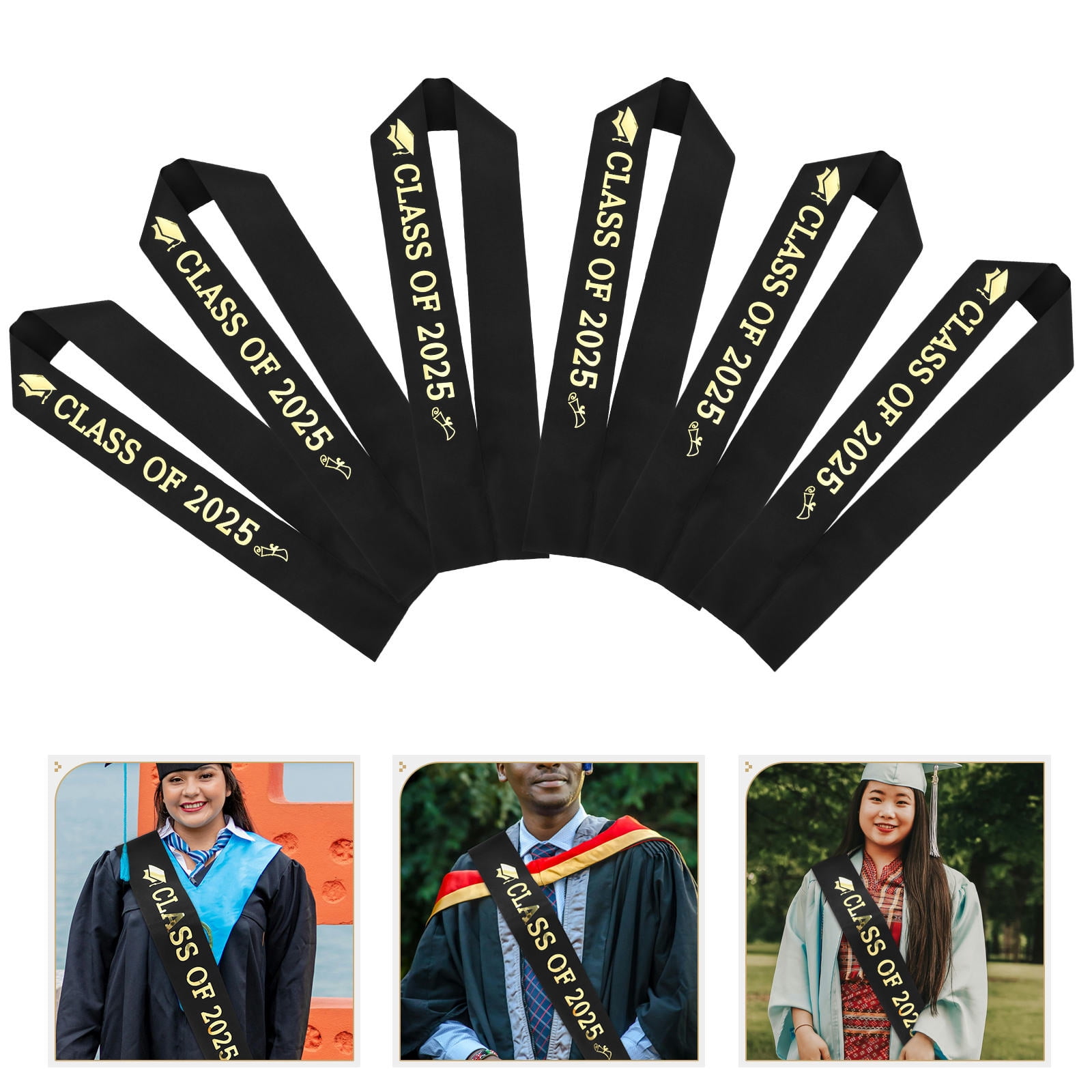 FRCOLOR 12pcs Graduation Etiquette Belt for Class of 2025 with Gold ...