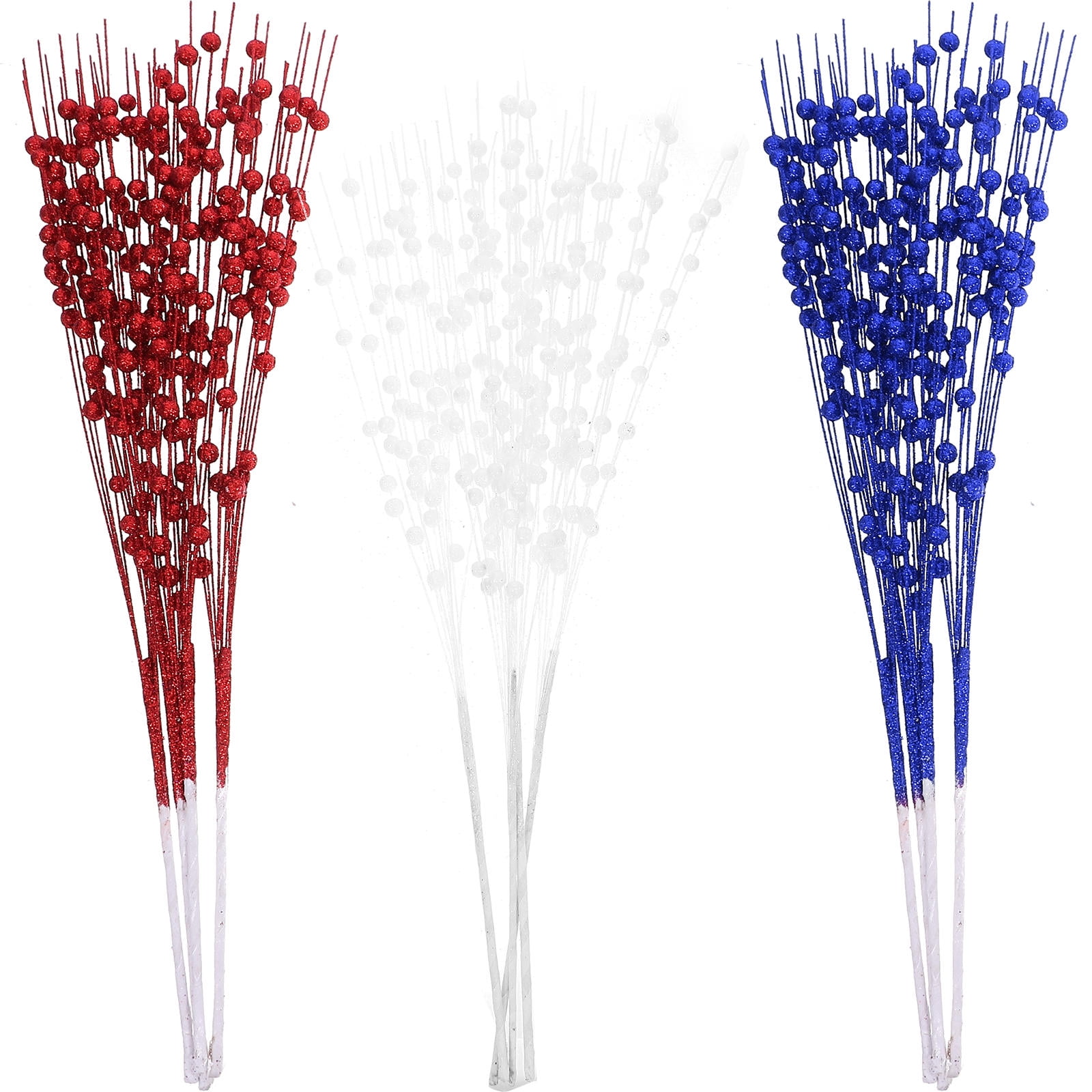 FRCOLOR 12pcs White Red And Blue Berry Picks Artificial Patriotic Berry ...