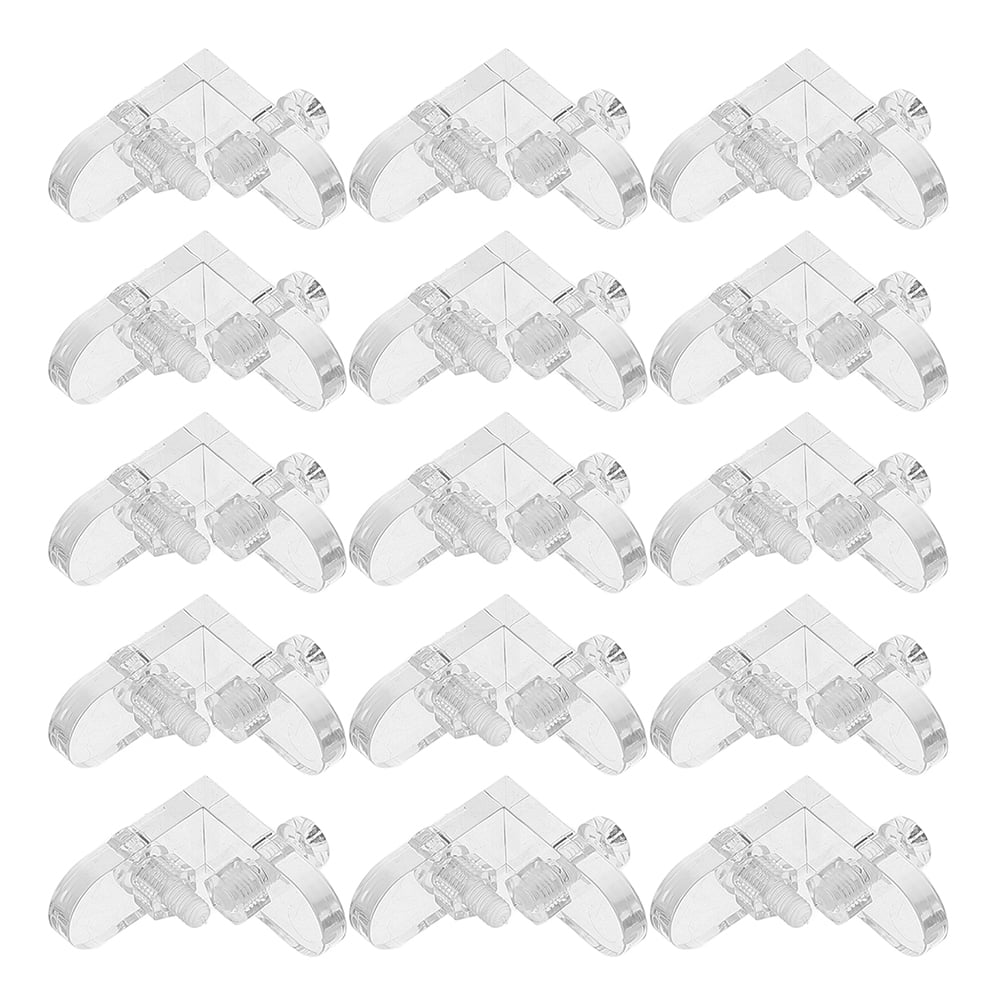 FRCOLOR 15 Pcs Clear Brackets for Shelves Cabinet Door Glass Retainer ...