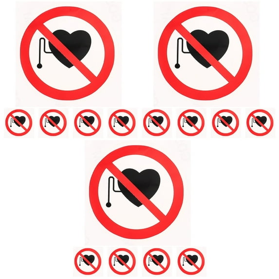 FRCOLOR 15 pcs No Pacemaker Warning Stickers Round Warning Signs No ...