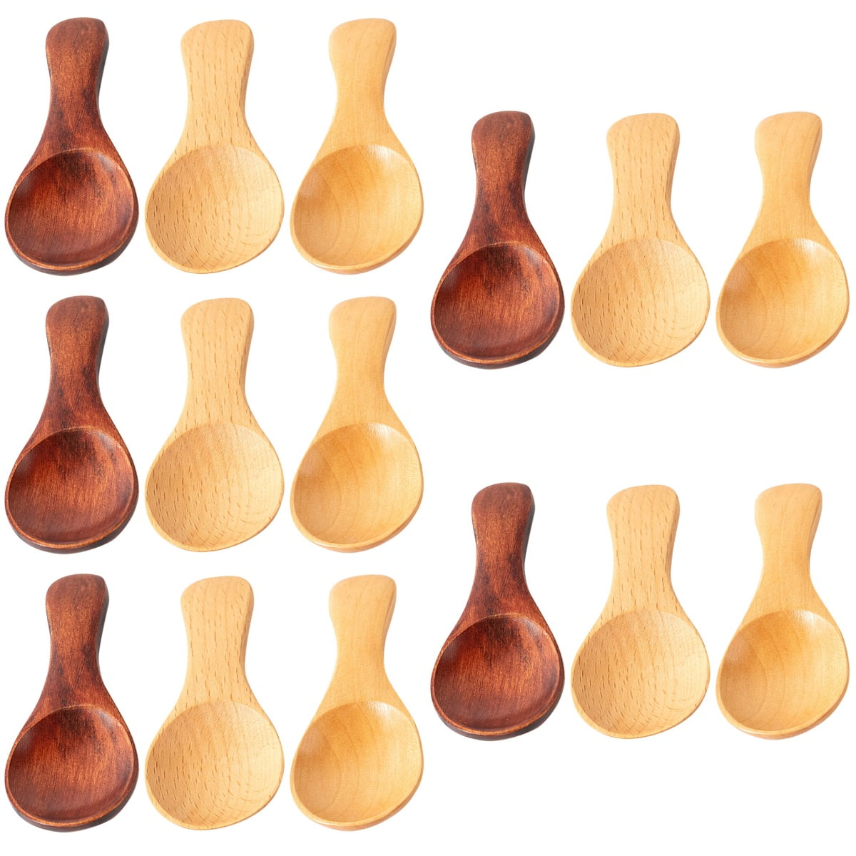 FRCOLOR 15 pcs Wooden Sugar Scoops Short Handle Teaspoons Mini Wood ...