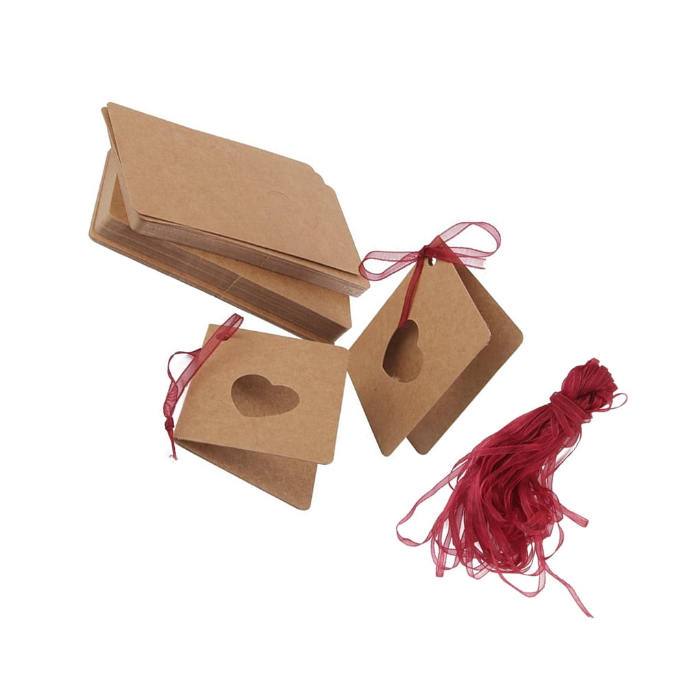 FRCOLOR 150pcs Tag Kraft Paper Hanging Tag with Red Rope Hollow out ...