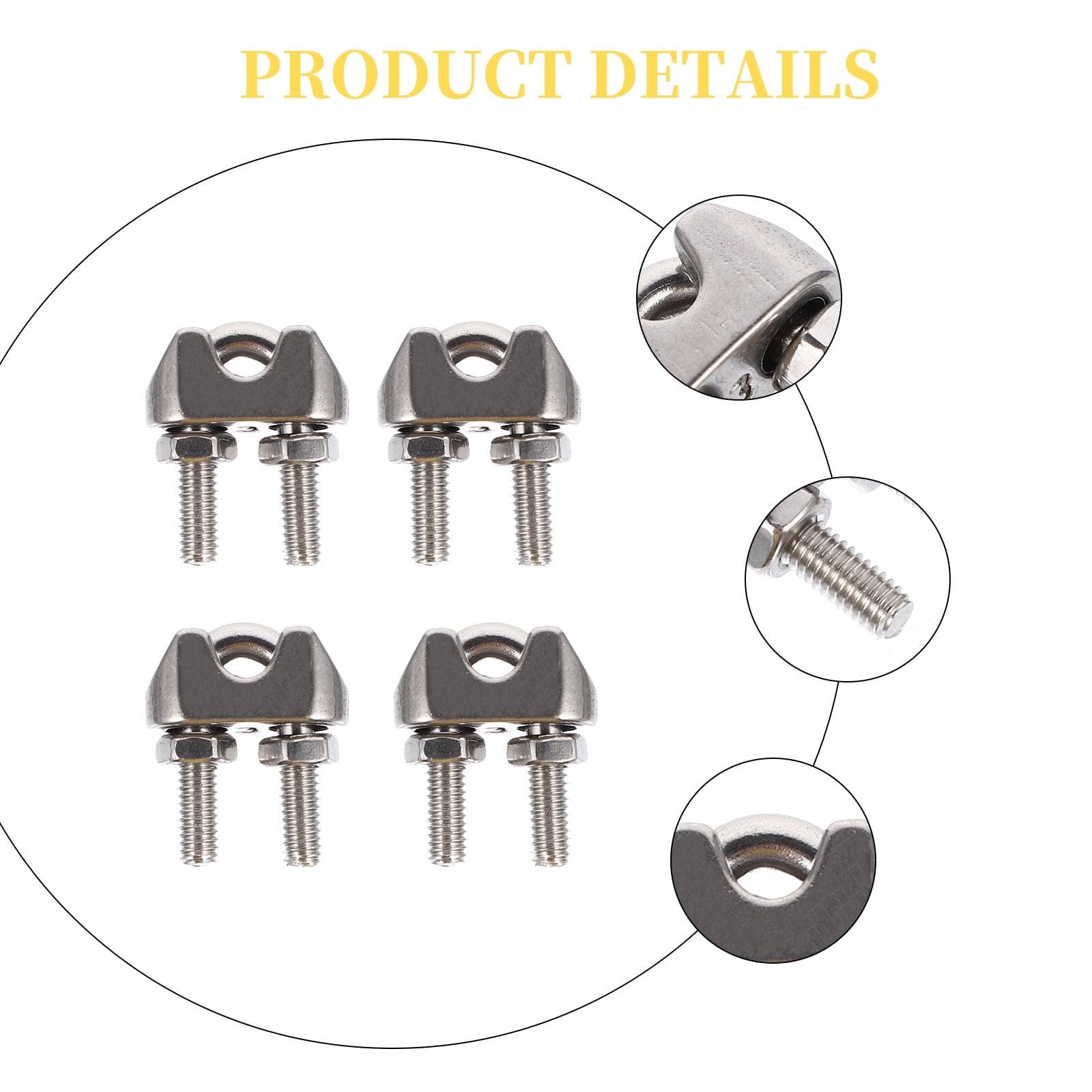 FRCOLOR 16 Pcs Cable Clamp Wire Rope Chuck U-shaped Bolt 2.1X1.7CM ...