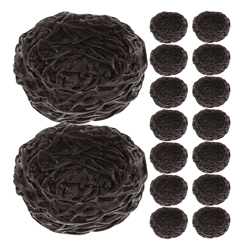 16pcs Mini Bird Nest Ornaments Resin Creative Decor for Home in Coffee ...