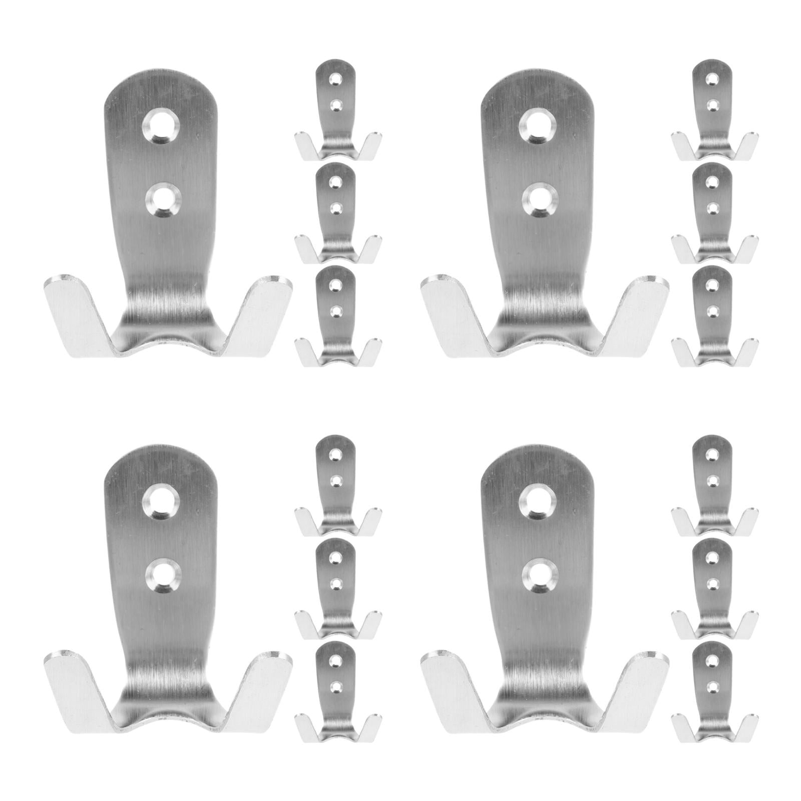 FRCOLOR 16 pcs Heavy Duty Stainless Steel Dual Hooks Kitchen Coat Hooks ...