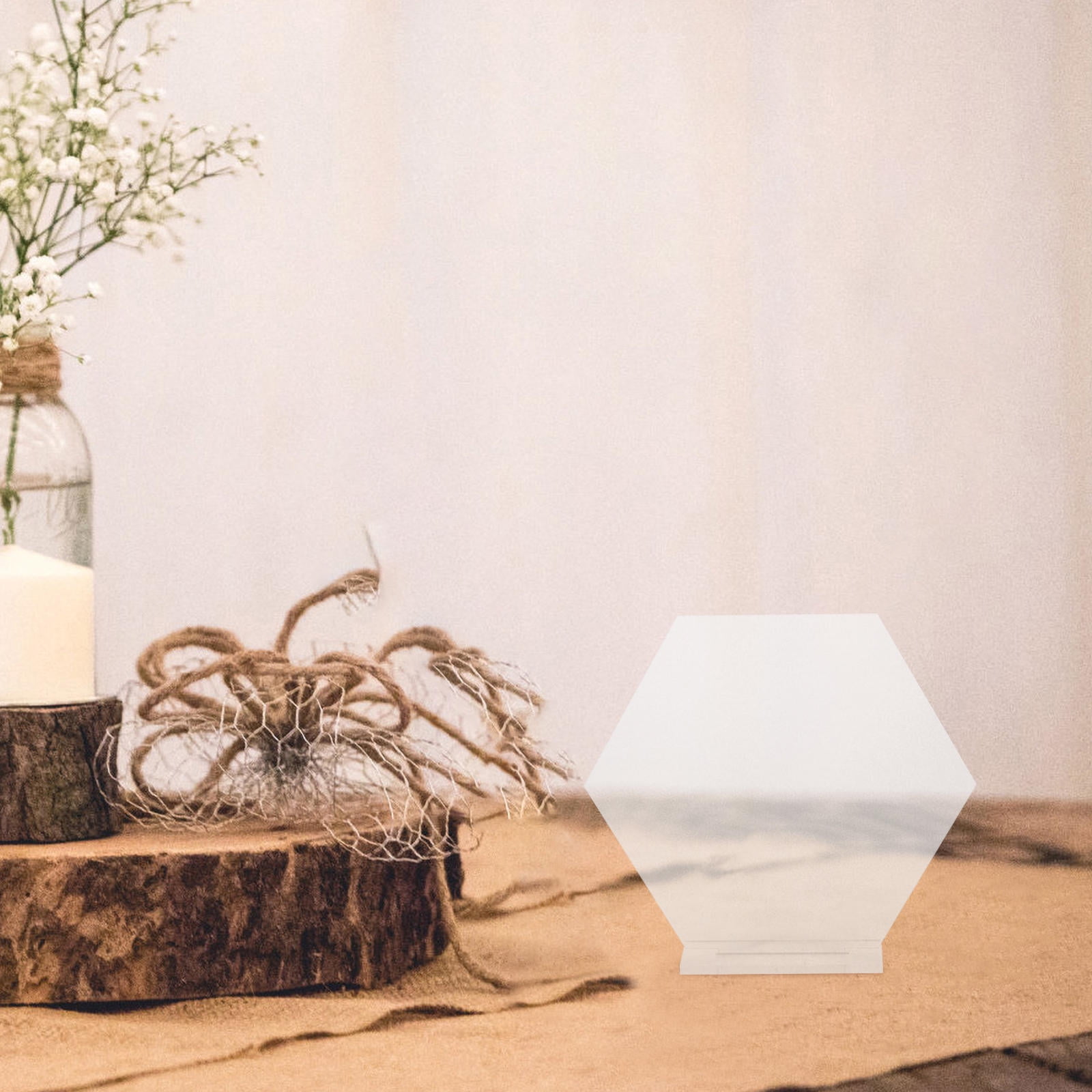 FRCOLOR 18 Set Hexagon Acrylic Blank With Stand DIY Clear Hexagon Place ...