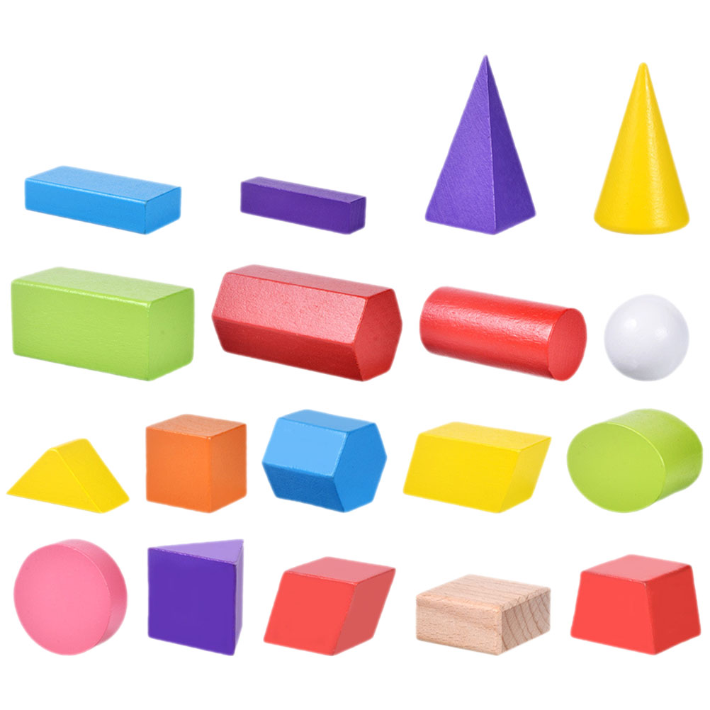 FRCOLOR 18pcs Multi Colored Geometric Wooden Blocks Stacking Toy for ...