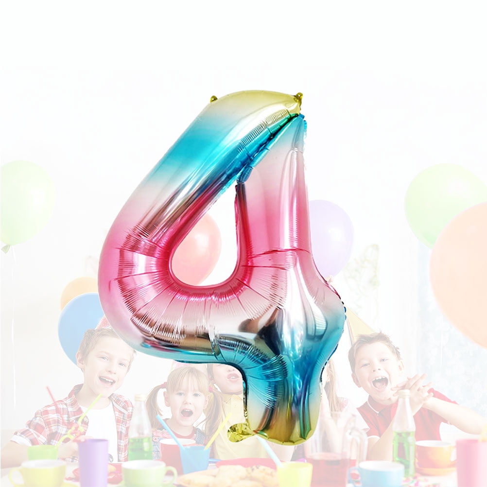 FRCOLOR 1Pack Aluminium Balloons Birthday Number Four Gradual Change ...