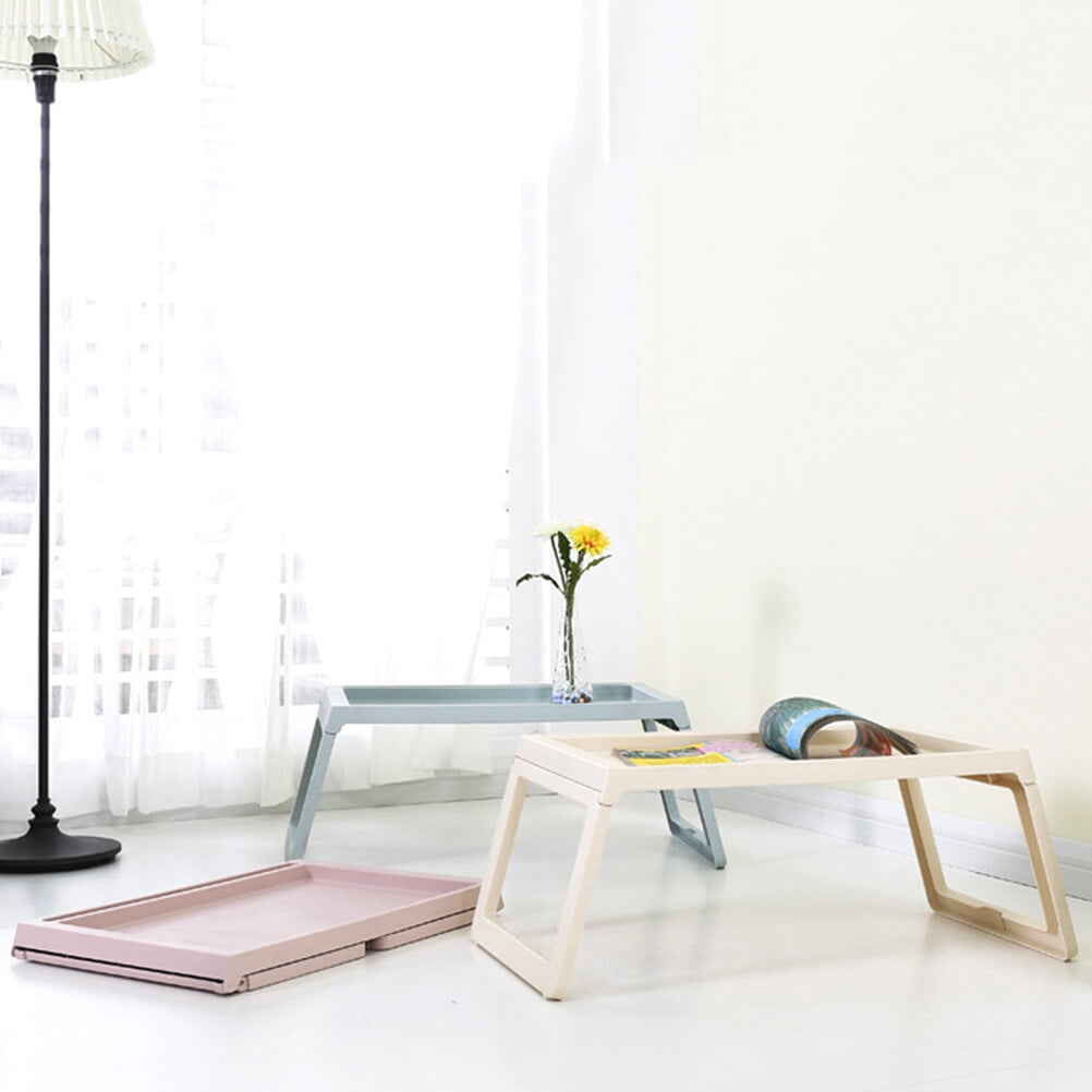 FRCOLOR 1Pack Pink Plastic Foldable Bed Table Computer Desk for Bed 21 ...