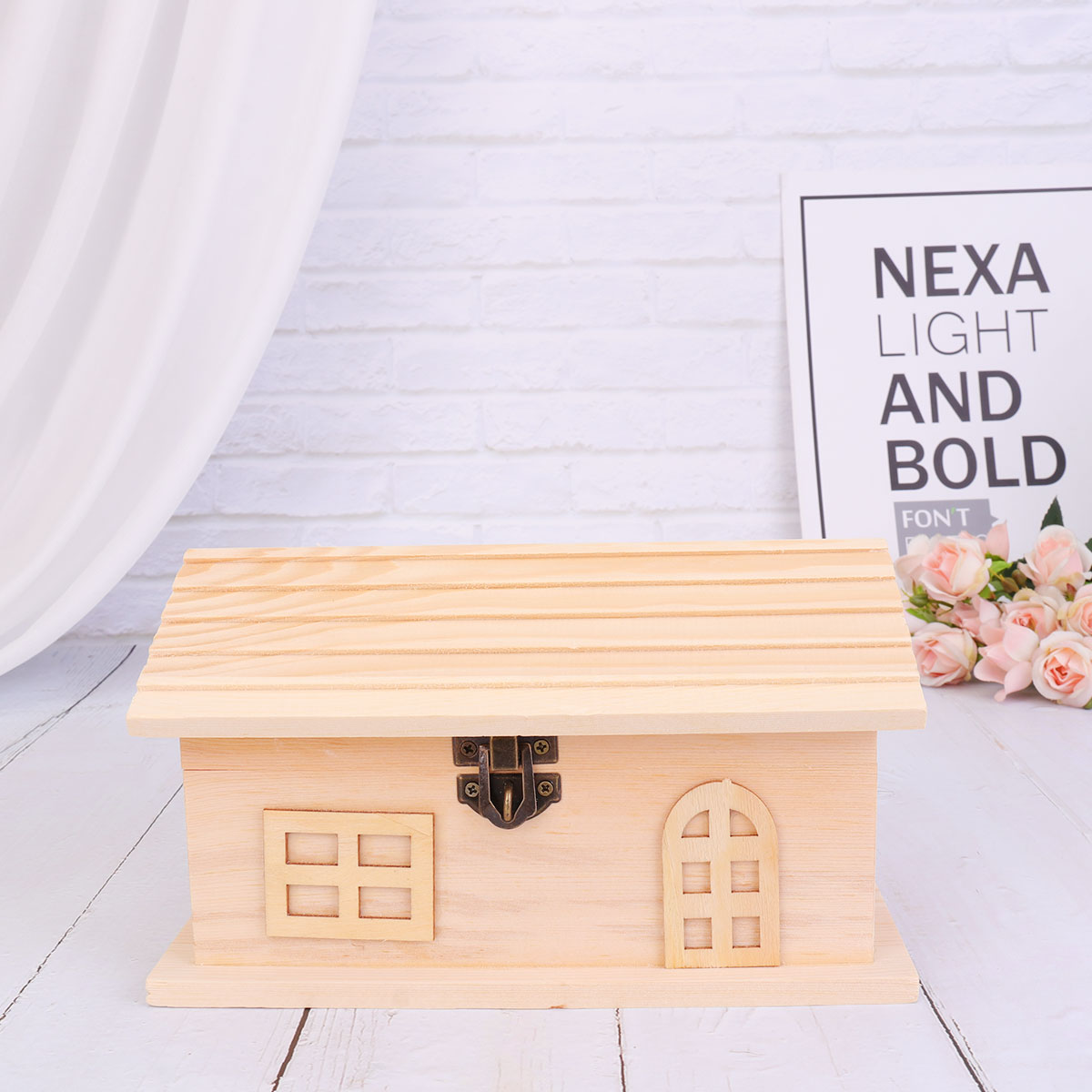 FRCOLOR 1Pc Wooden House Shaped Piggy Bank Money Saving Box Creative ...