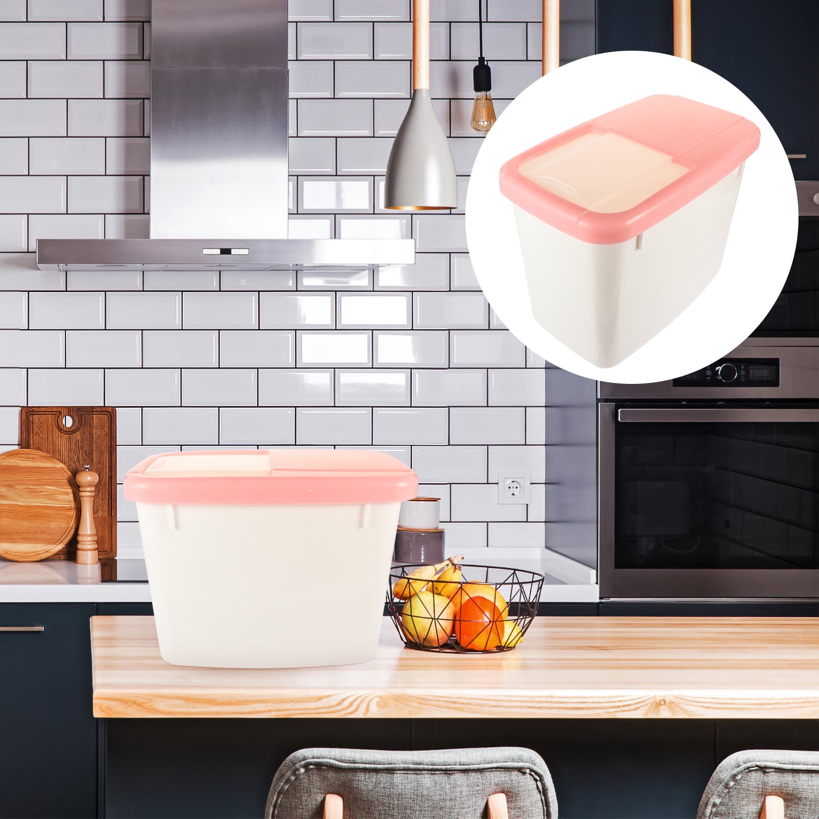 FRCOLOR 1Pcs Kitchen Canisters in Pink with 10kg Capacity for Flour ...