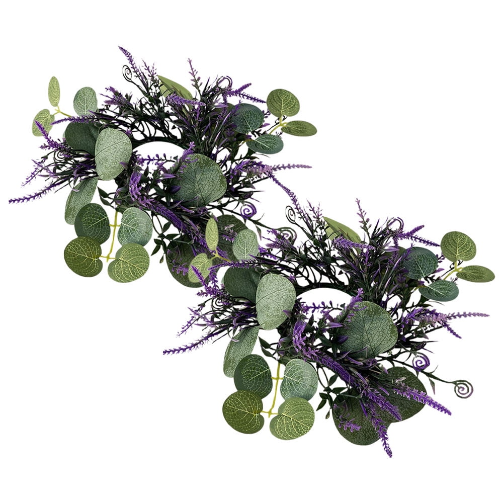 FRCOLOR 2 Pcs Artificial Flower Eucalyptus Leaves Wreaths Candle Rings ...