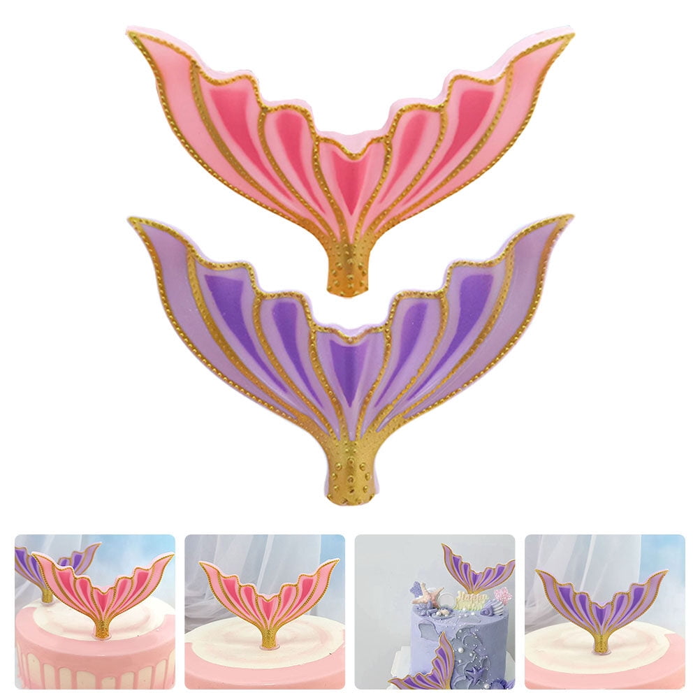 FRCOLOR 2 Pcs Birthday Cake Topper Decorations Mermaid Tail Card - Walmart.com