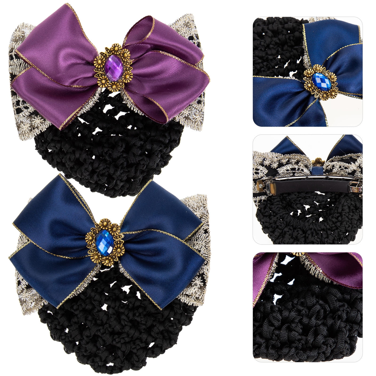 FRCOLOR 2 Pcs Bun Hairnet Girls Nets for Buns Barrettes Clip Women's ...