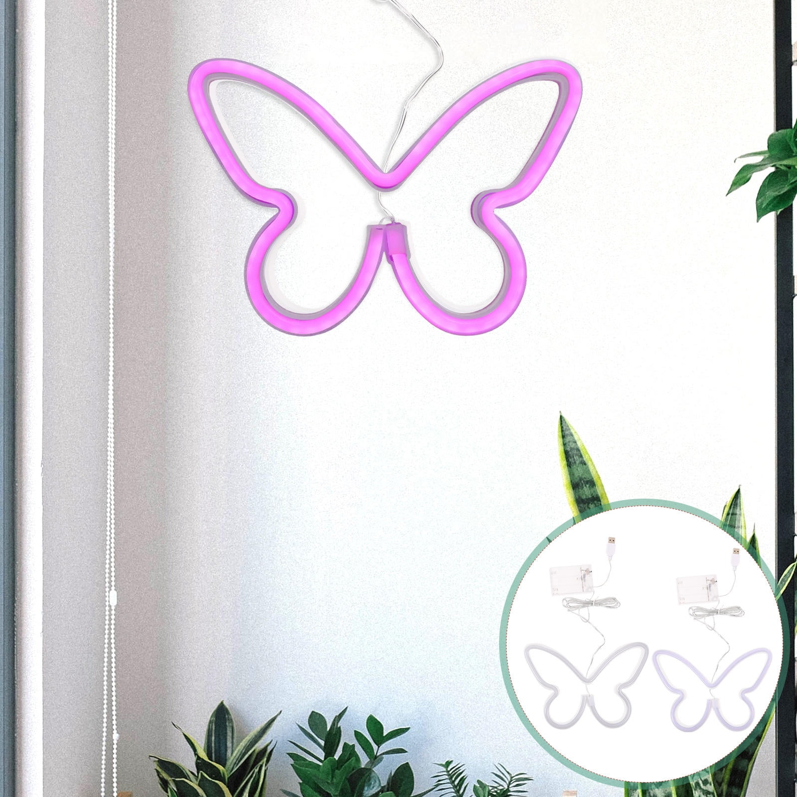 FRCOLOR 2 Pcs Decorative Neon Light Butterfly Wall Decorations LED Sign ...