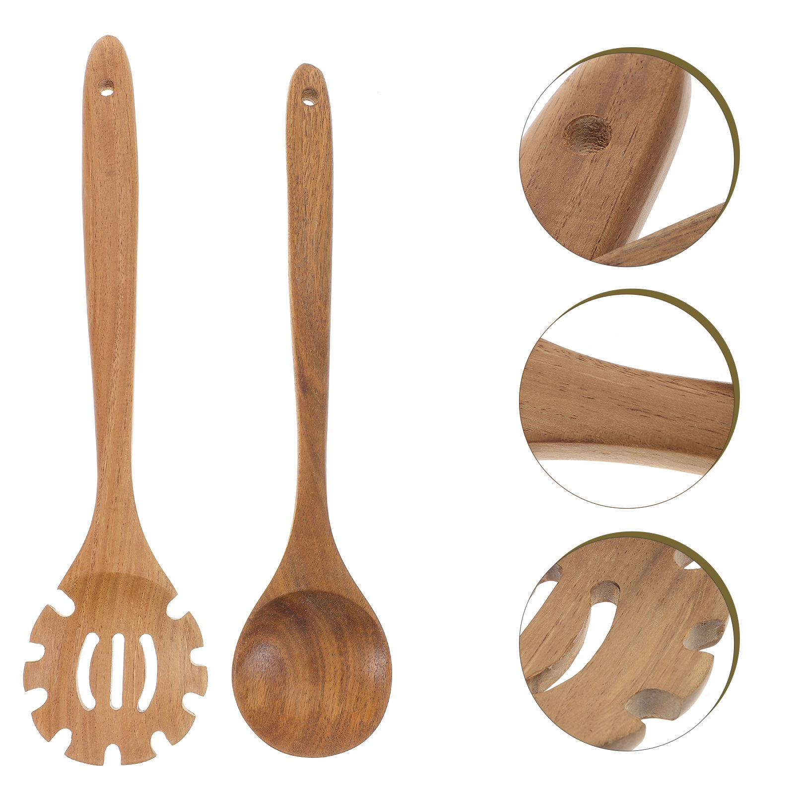 WRISTBIQUE Dinner Spoons Wooden Light Brown 2Pcs 12.6x2.9x0.6in ...