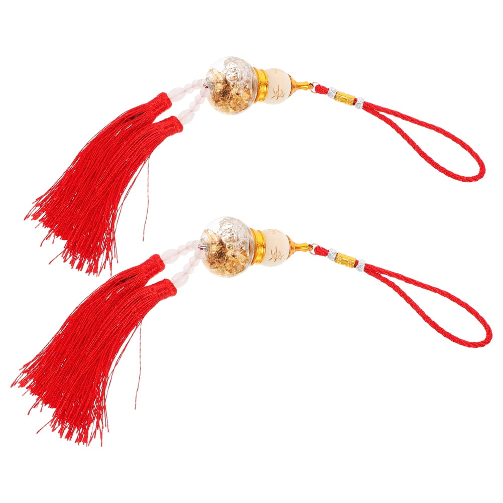 FRCOLOR 2 Pcs Gourd Car Rearview Mirror Hanging Ornaments Double Tassel ...